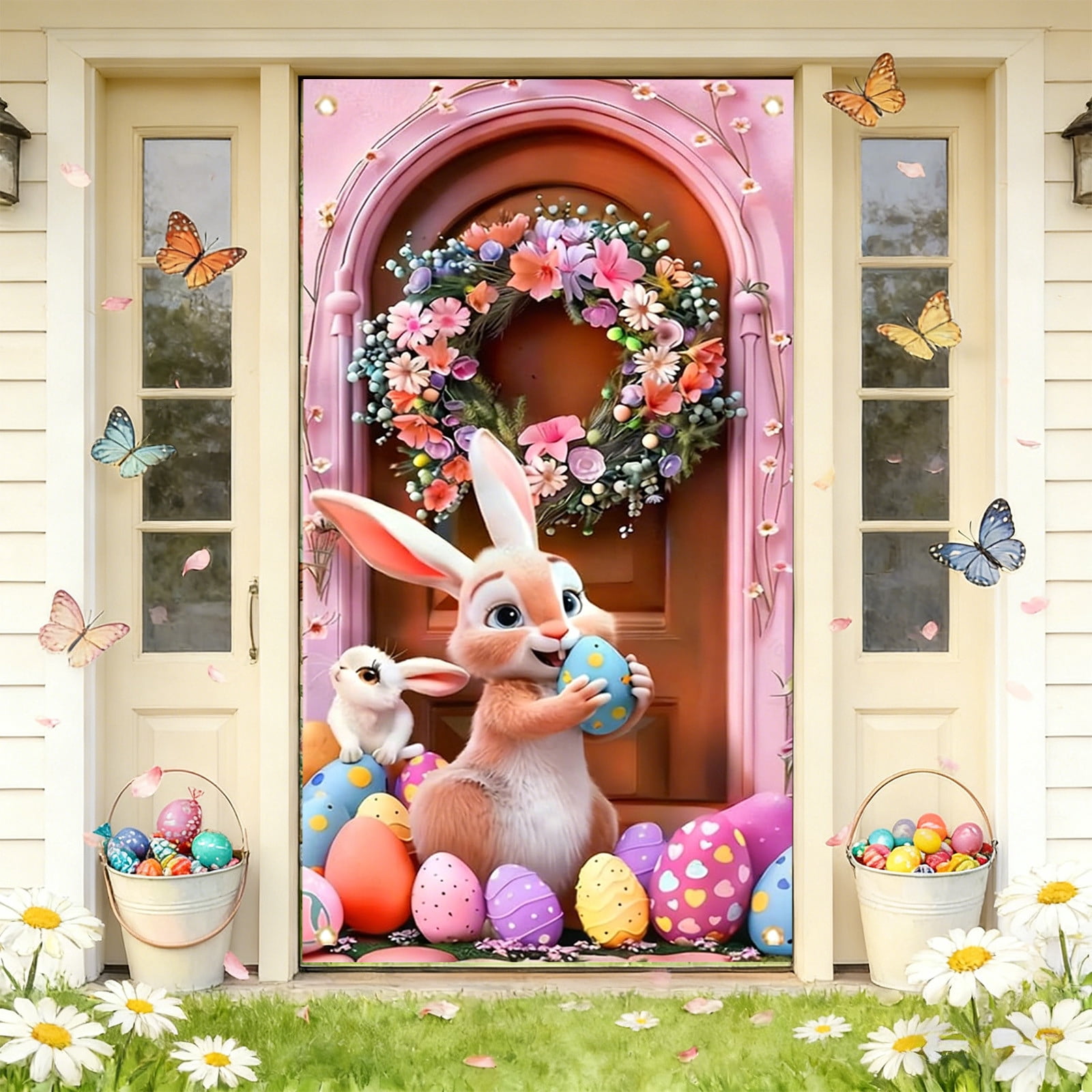 Hometravel Easter Door Curtain Party Decoration, Hanging Welcome Sign ...
