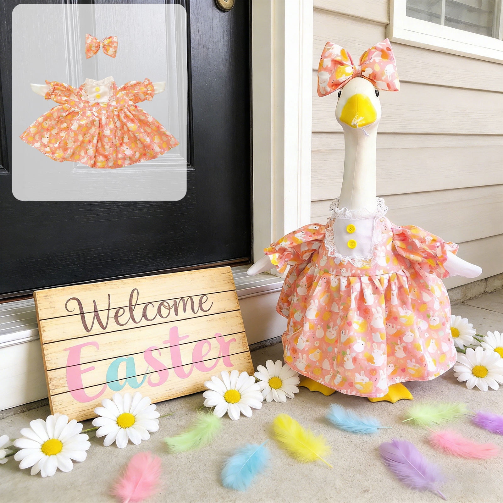 Hometravel Easter Goose Outfit Set for Statue, Patio Goose Dress with ...