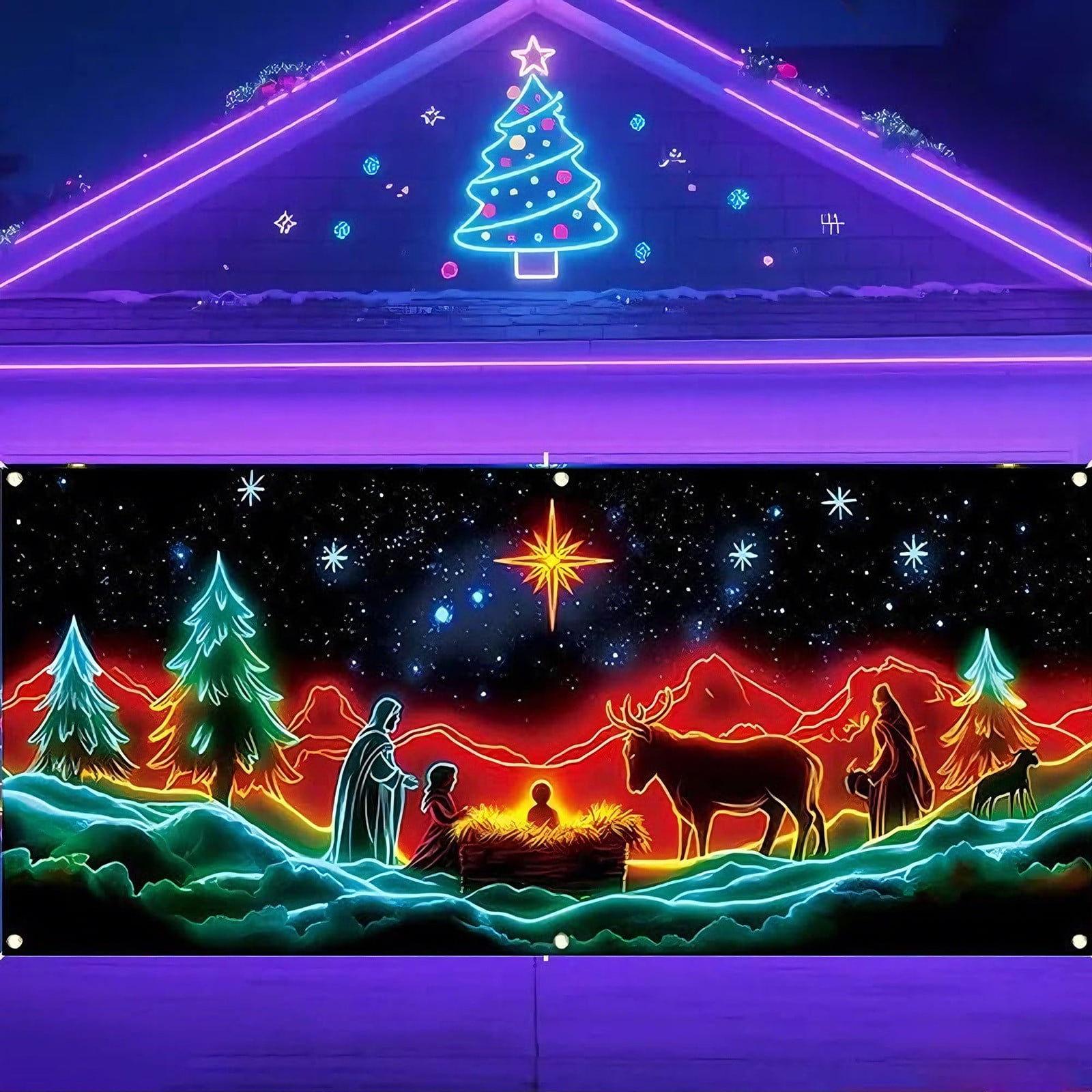 Hometravel Extra Large Christmas Garage Door Banner, Oversized Holiday ...