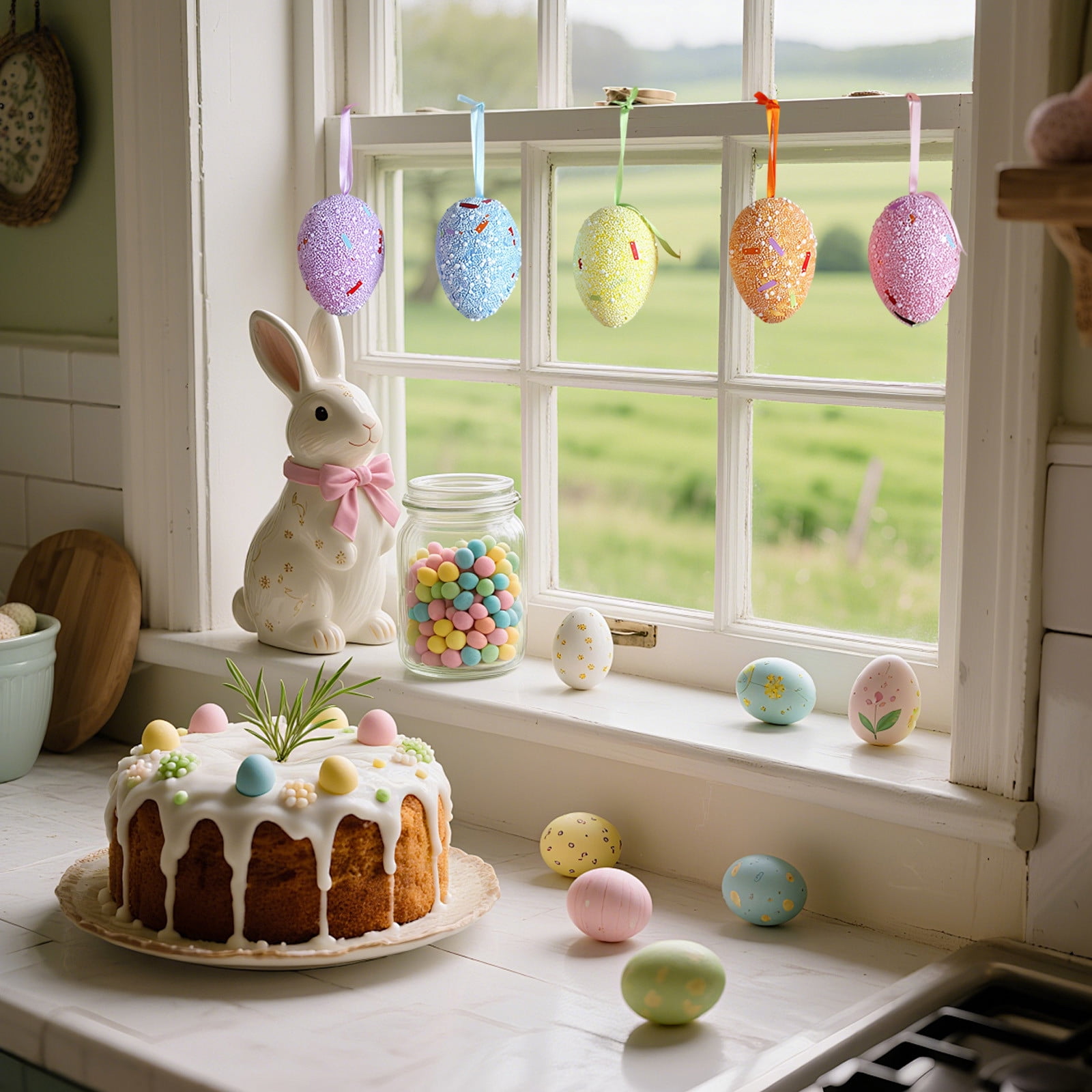 Hometravel Foam Easter Eggs with Shiny Edges, Holiday Hanging Ornaments ...