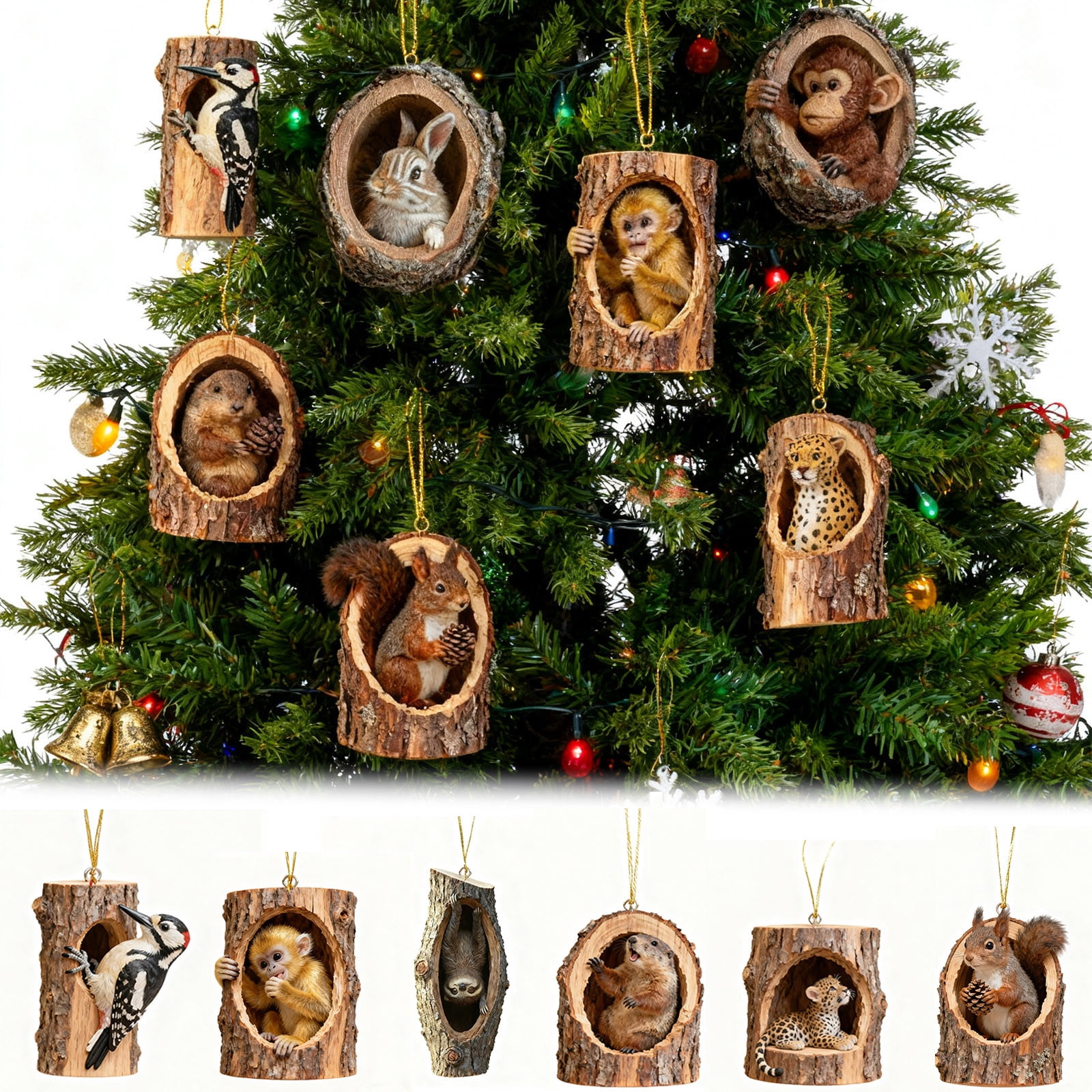 Hometravel Forest Animal Christmas Ornaments, Acrylic Tree Hanging ...