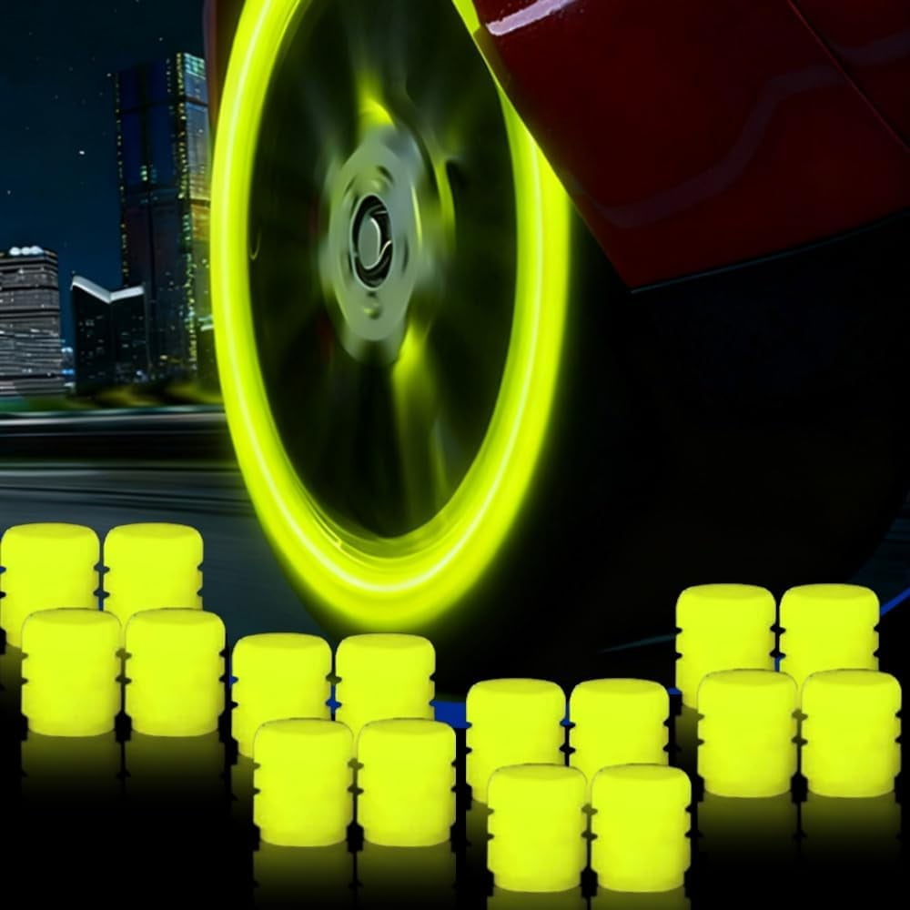 Hometravel Glow in The Dark Tire Caps, Fluorescent Luminous ABS Valve ...