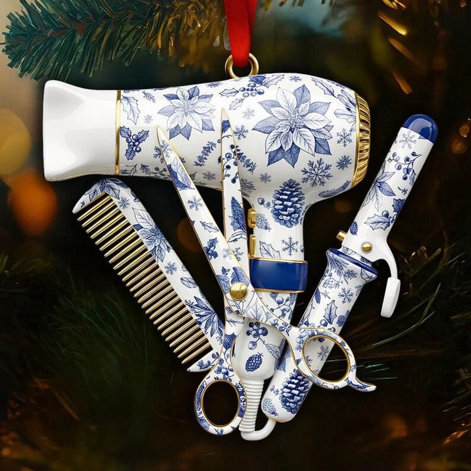 Hometravel Hairstylist Christmas Ornament, Hair Dryer and Scissors 2D ...