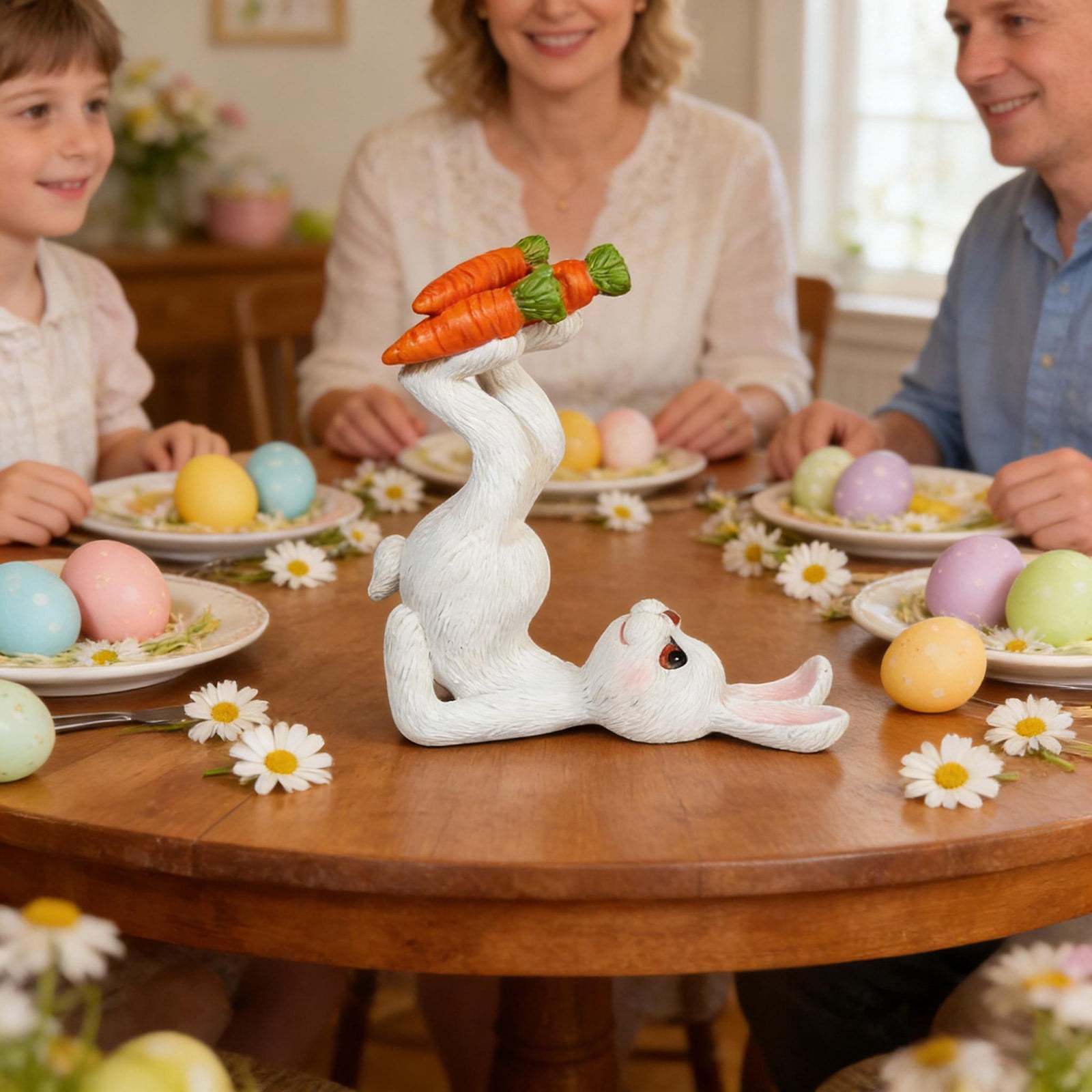 Hometravel Juggling Bunny Figurine, Resin Easter Rabbit Sculpture ...