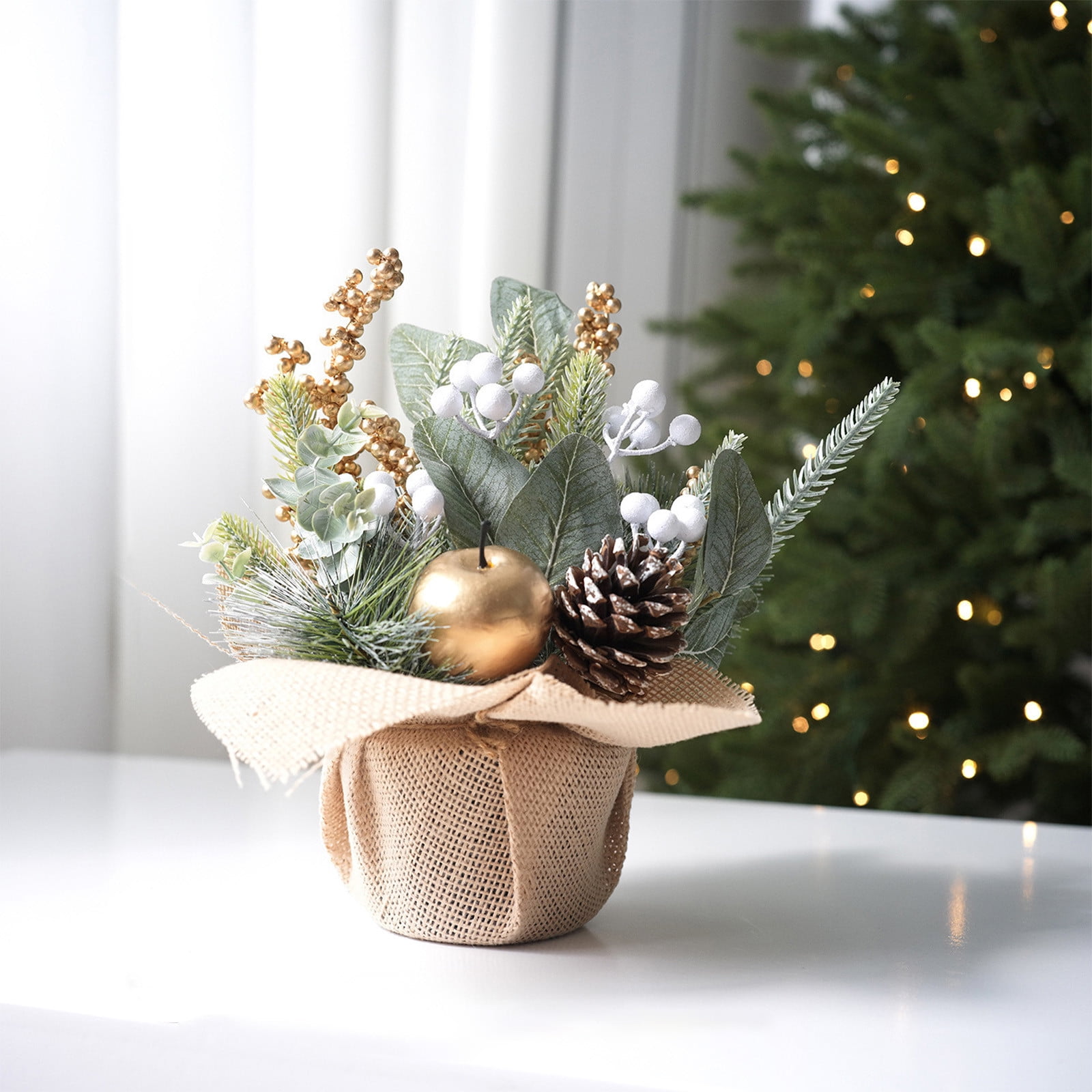 Hometravel Linen Christmas Tree with and Pinecone, Rustic Farmhouse ...