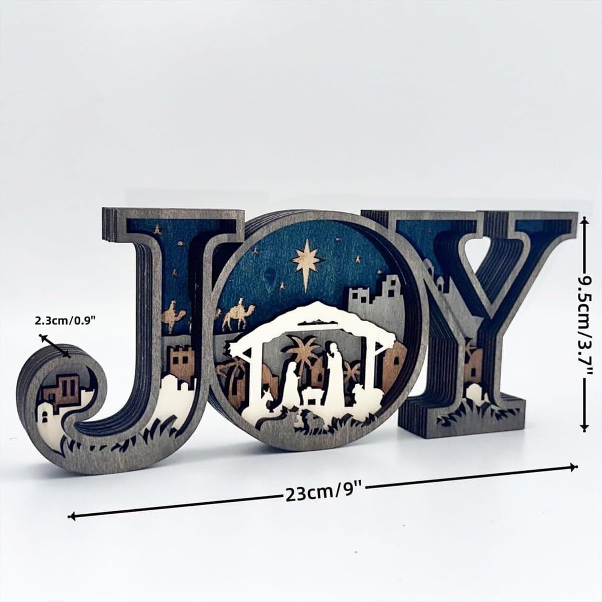 Hometravel Nativity Scene Wooden Ornament, Lighted Christmas Sign for ...