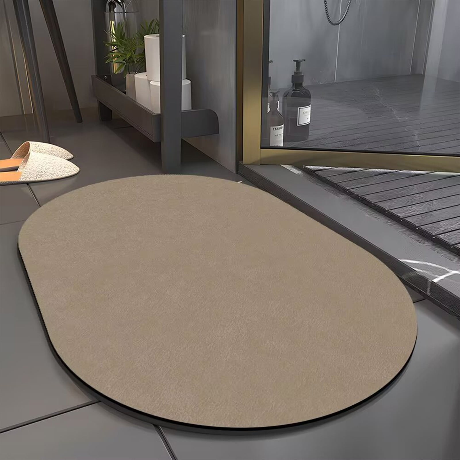 Hometravel Oval Shaped Diatomite Floor Mat, Absorbent Drying Mat for ...