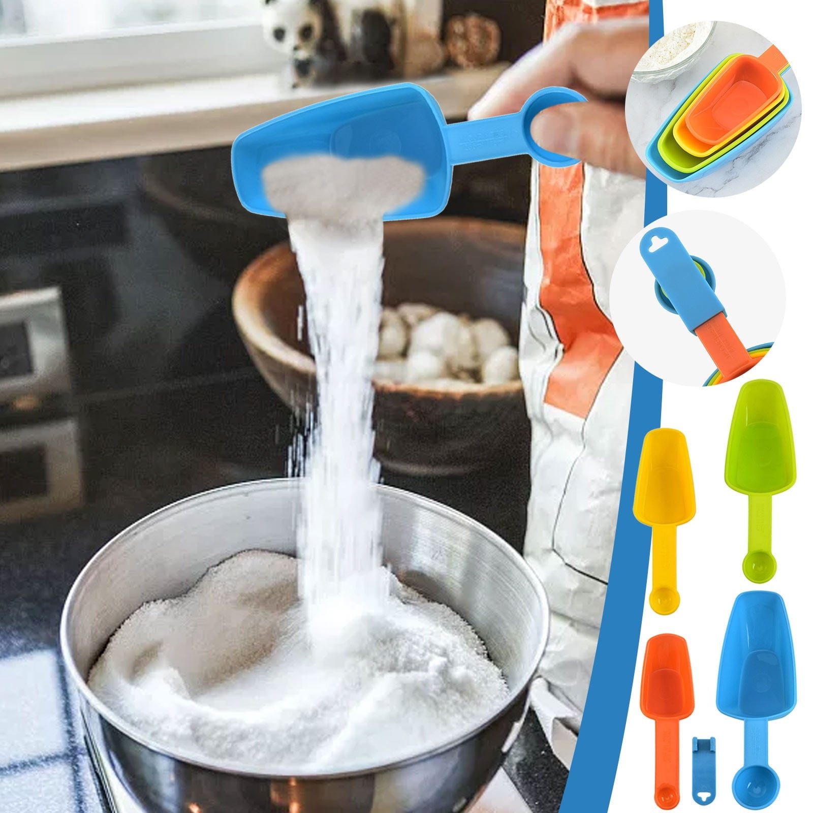 Hometravel Plastic Measuring Set, Four Piece Cup and Spoon for Kitchen ...