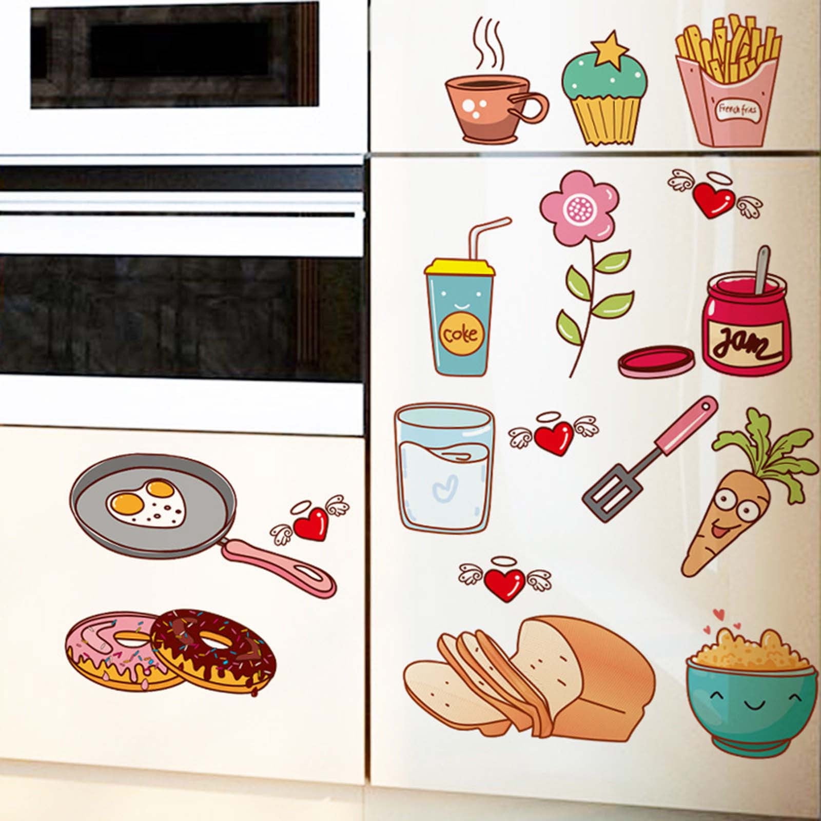 Hometravel Refrigerator Wall Stickers, Cute Cartoon Kitchen Decal Set ...