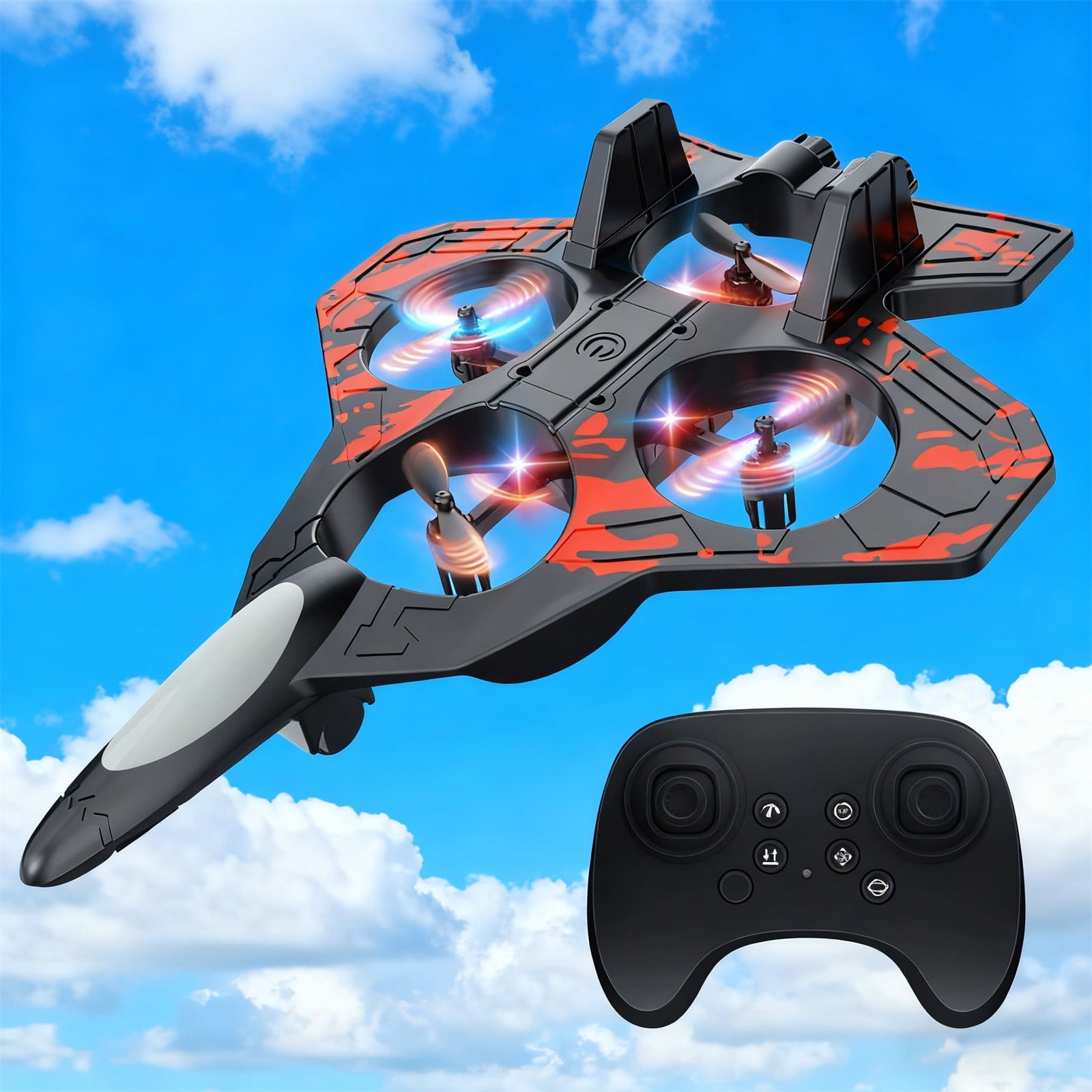Hometravel Remote Control Stunt Plane, LED Light Feature Foam Aircraft ...