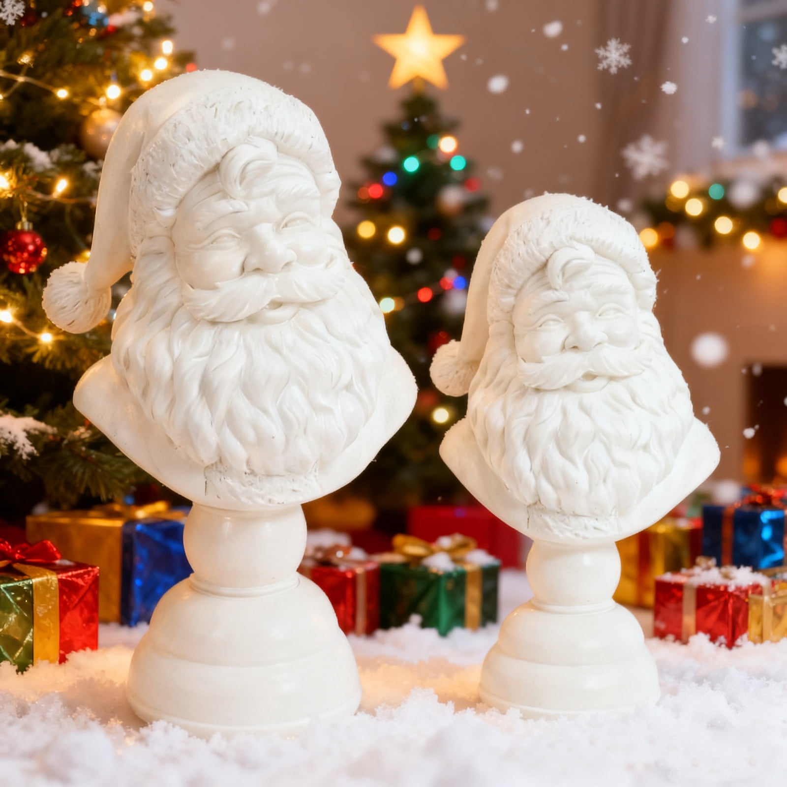 Hometravel Santa Bust Christmas Tabletop Decoration, White Resin ...