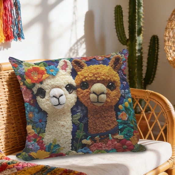 Hometravel Soft Short Plush Pillow Cover, 3D Alpaca Design Digital ...