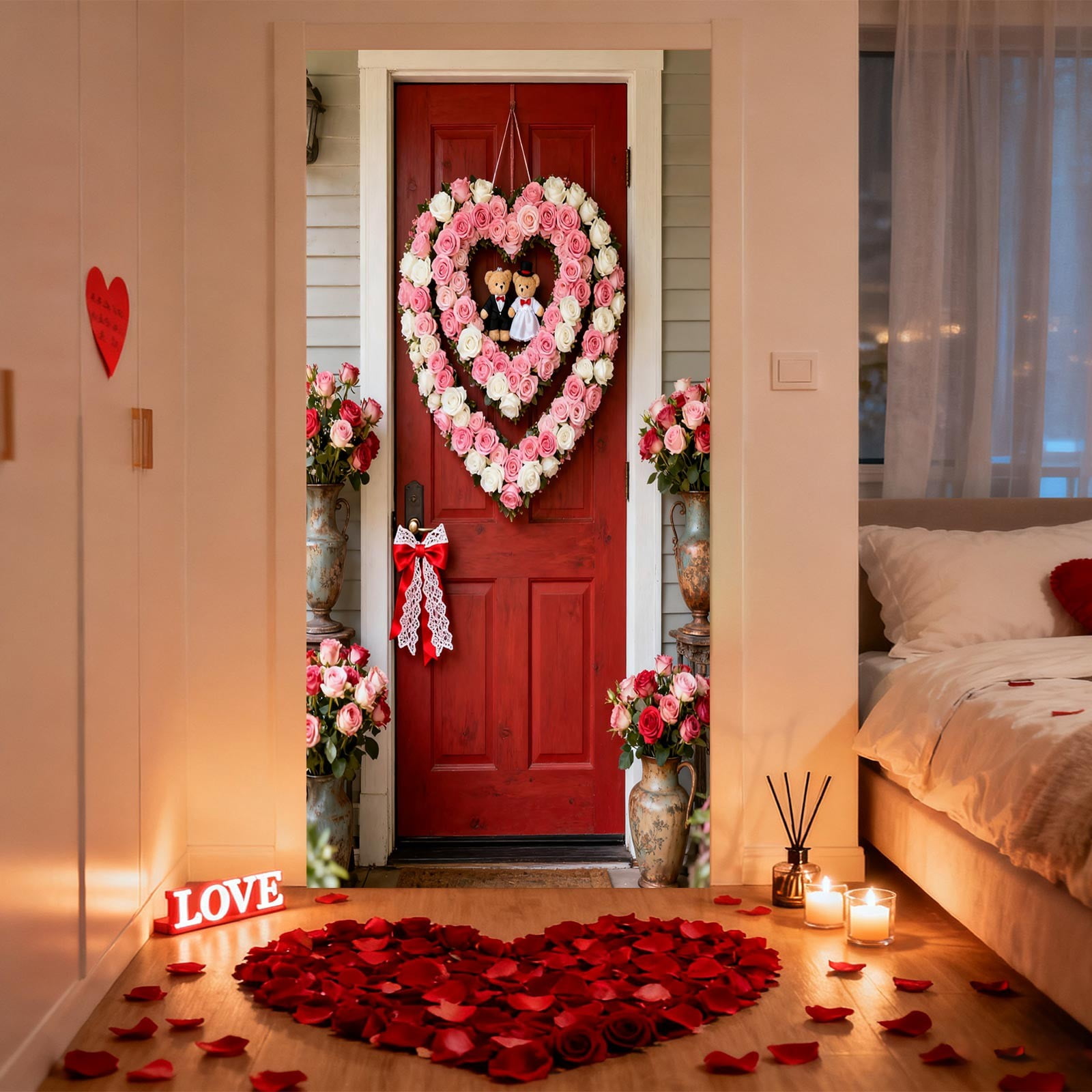 Hometravel Valentine's Day Door Curtain, Large Door Cover with Festive ...
