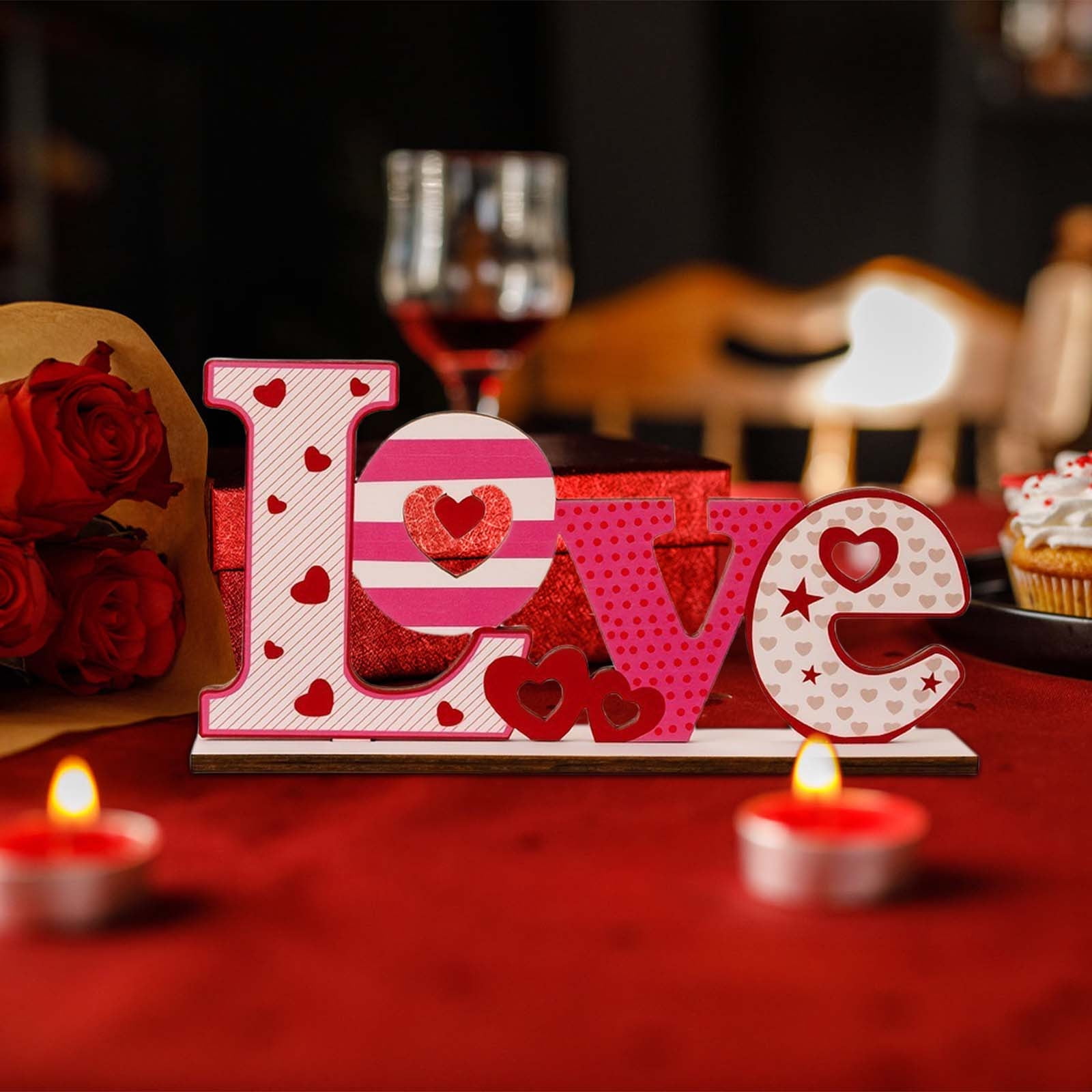 Hometravel Valentine's Day Wooden Letter Table Decoration, Romantic ...