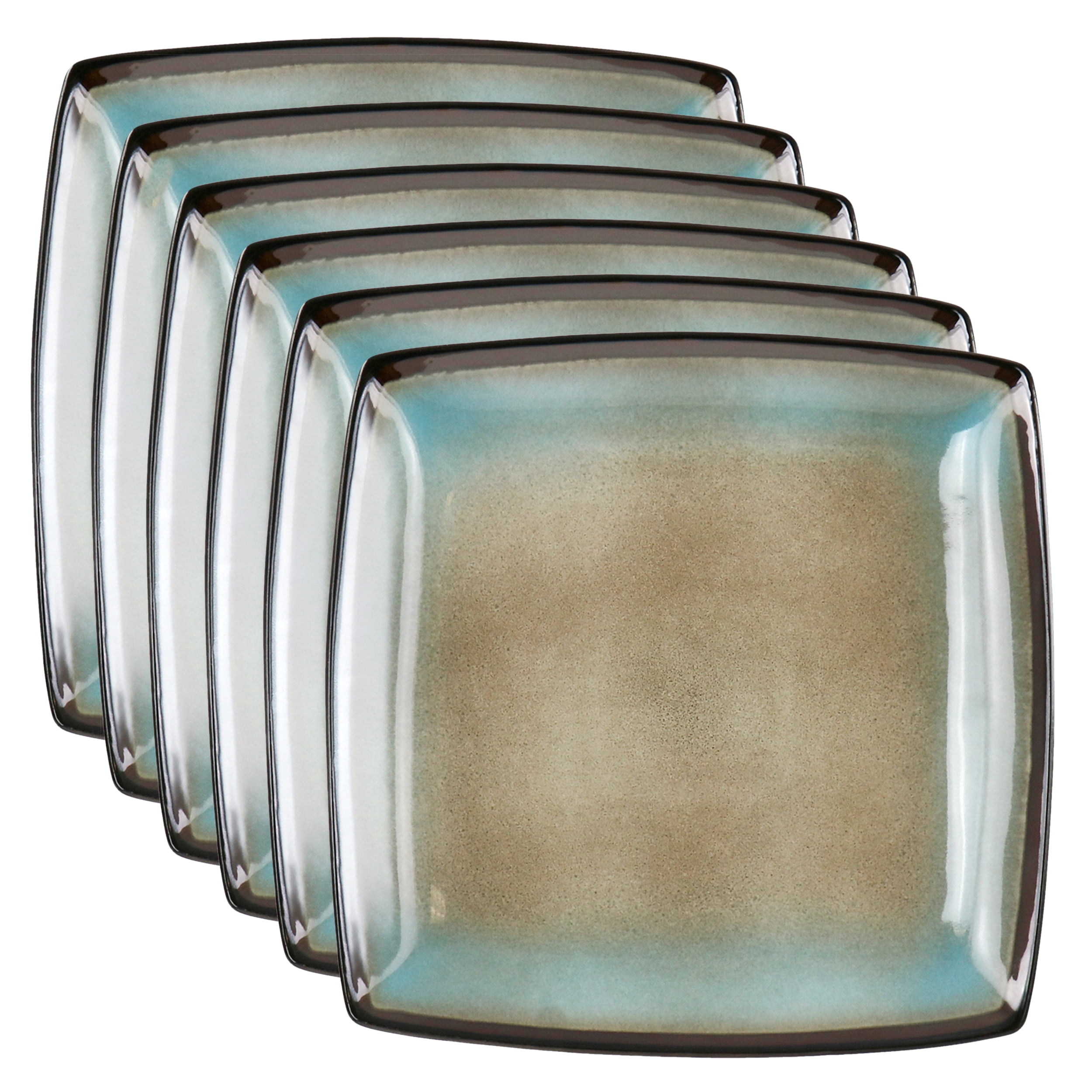 Hometrends Tequesta 6 Piece 8 Inch Square Stoneware Dessert Plate Set ...