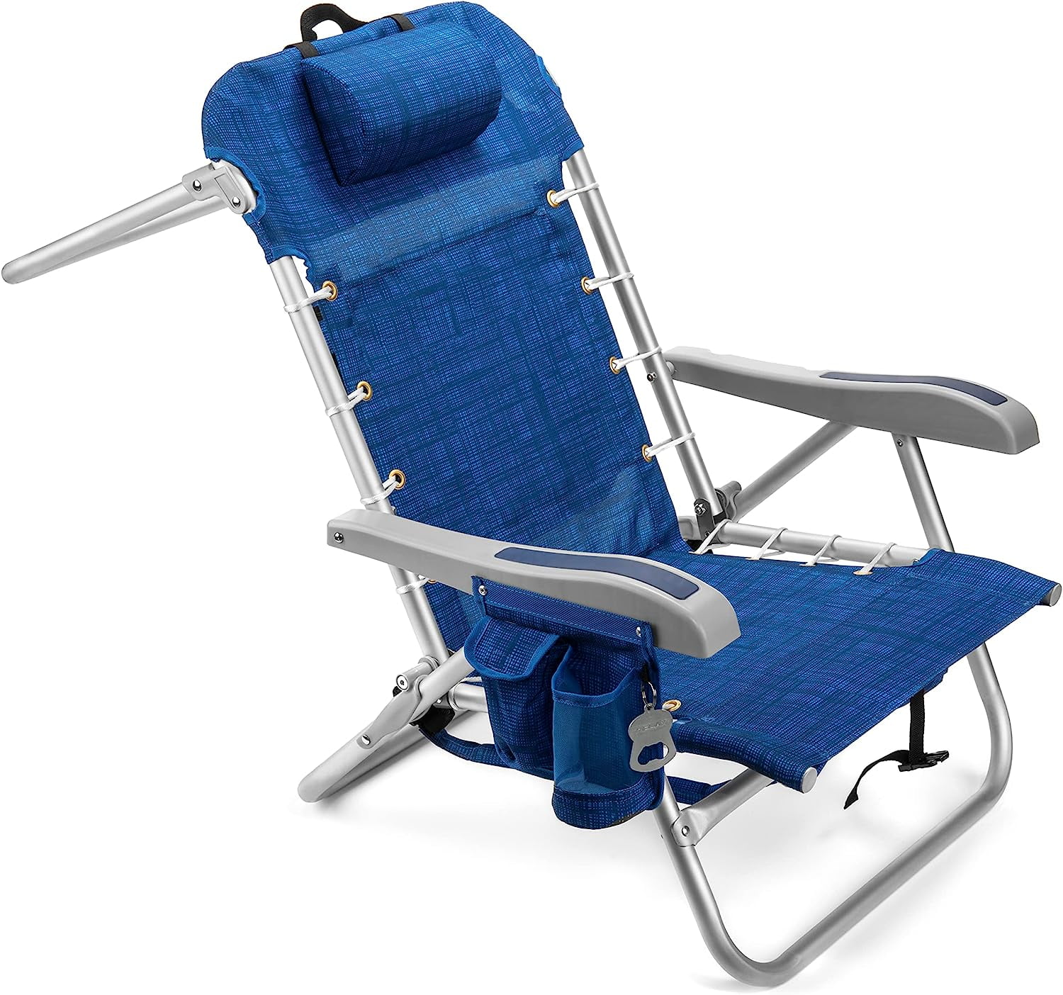 Homevative Cooler+ Folding Backpack Beach Chair with 5 Positions, Towel ...