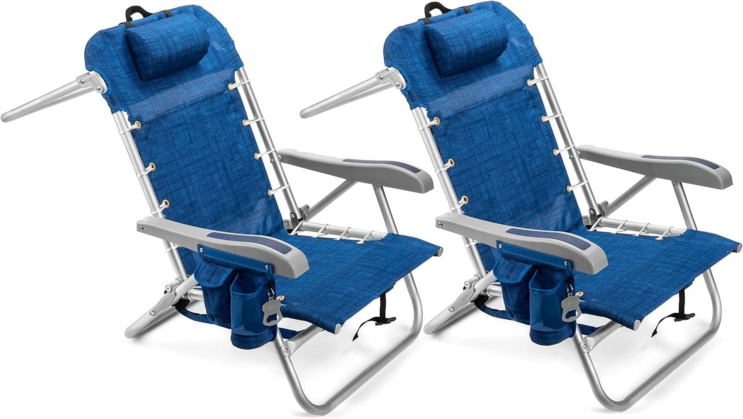 Homevative Cooler+ Folding Backpack Beach Chair with 5 Positions, Towel ...