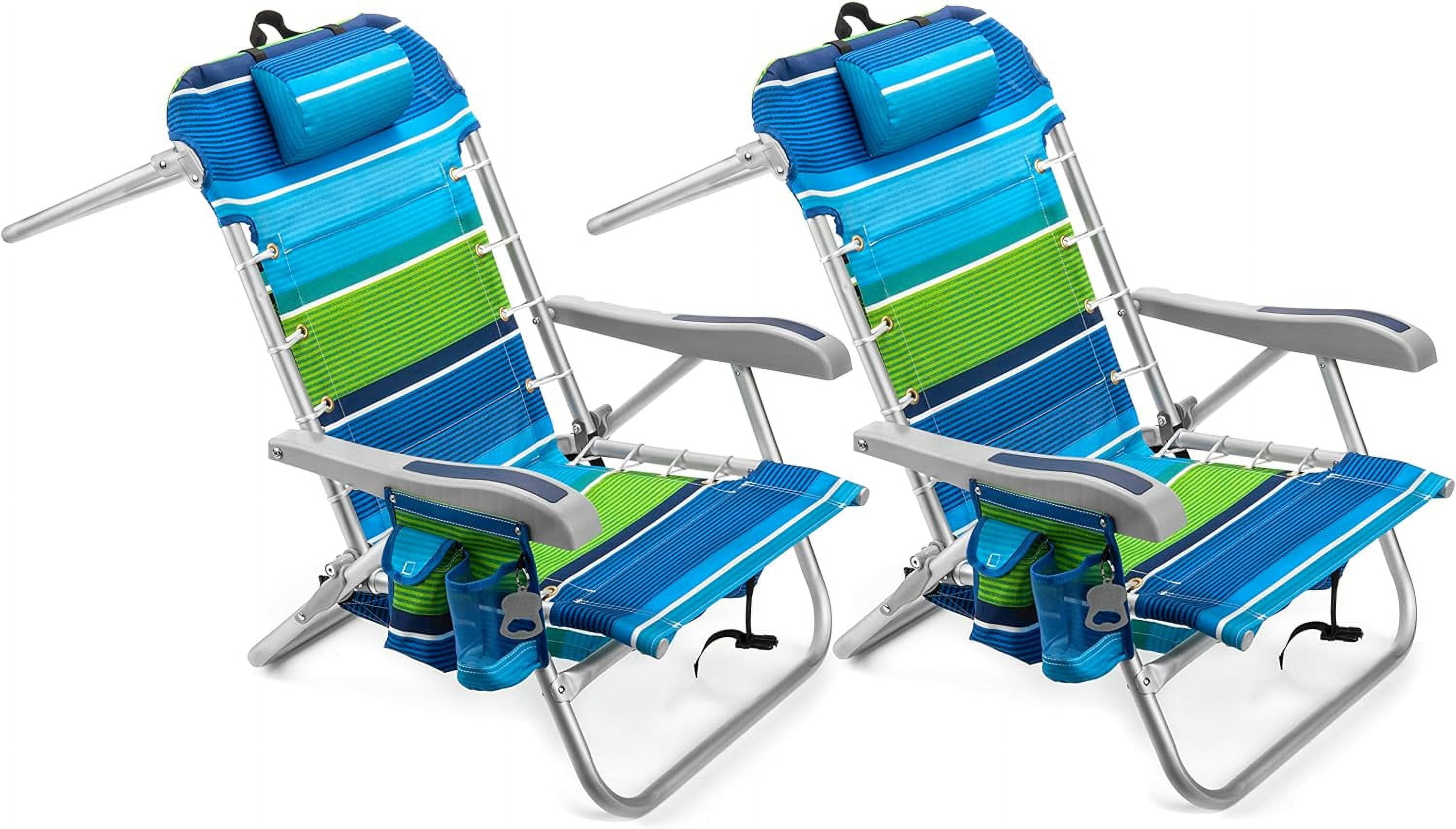 Homevative Cooler+ Folding Backpack Beach Chair with 5 Positions, Towel ...