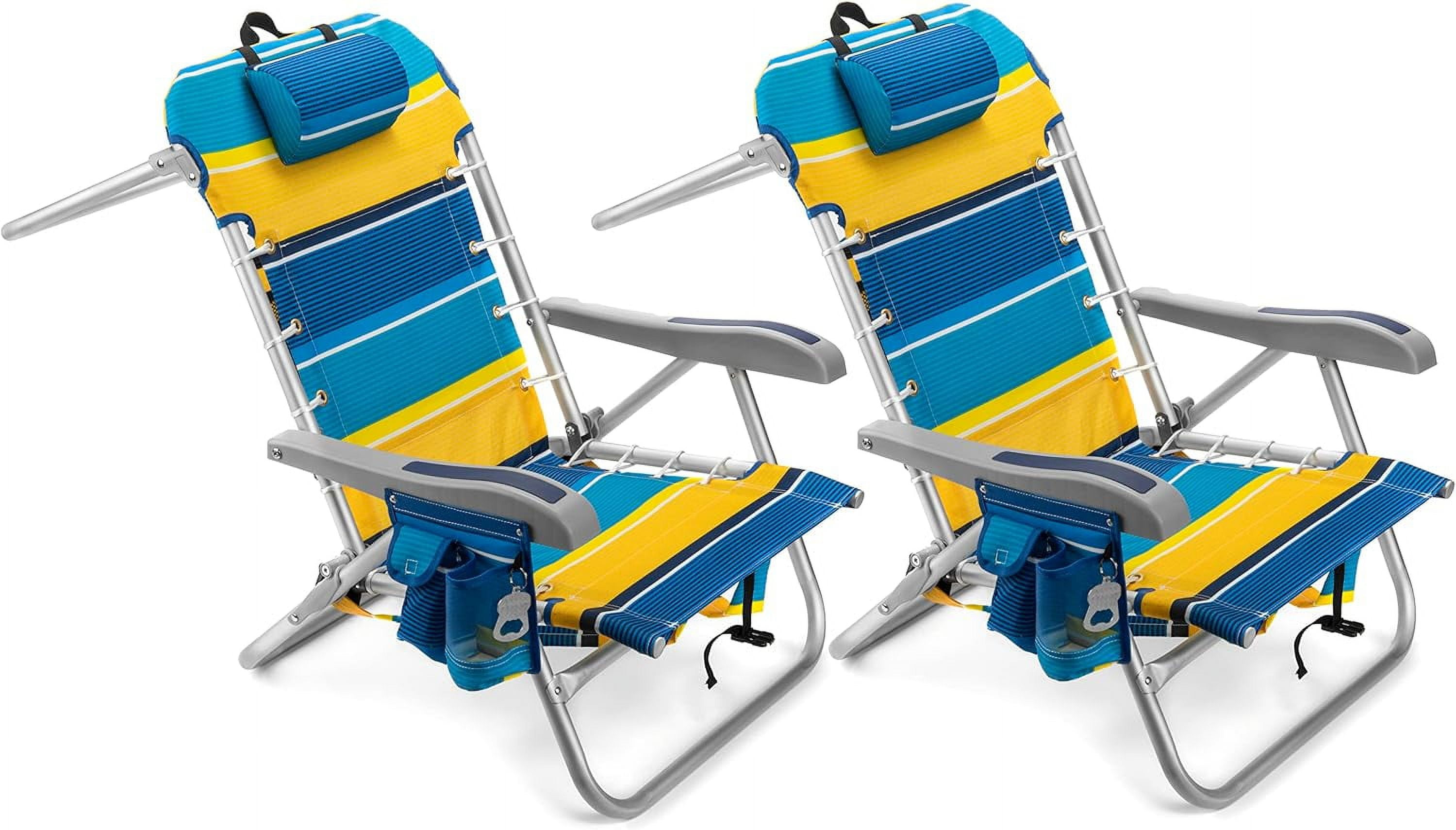 Homevative Cooler+ Folding Backpack Beach Chair with 5 Positions, Towel ...