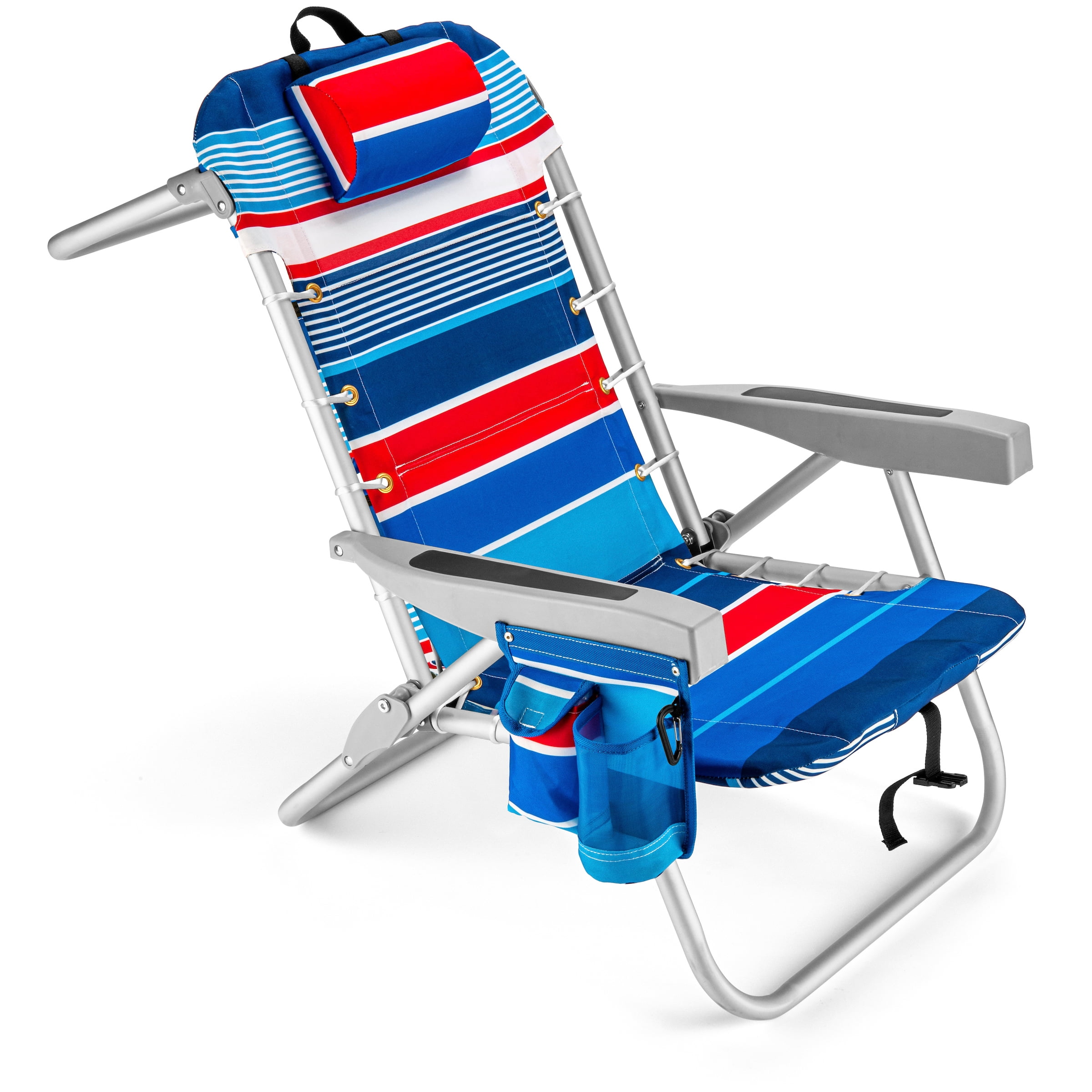 Homevative Folding Backpack Beach Chair with 5 Positions, Towel bar ...