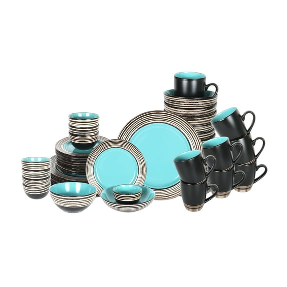 Homevss 48 Piece tree bark style Tiffany Blue Ceramic Tableware Set for ...