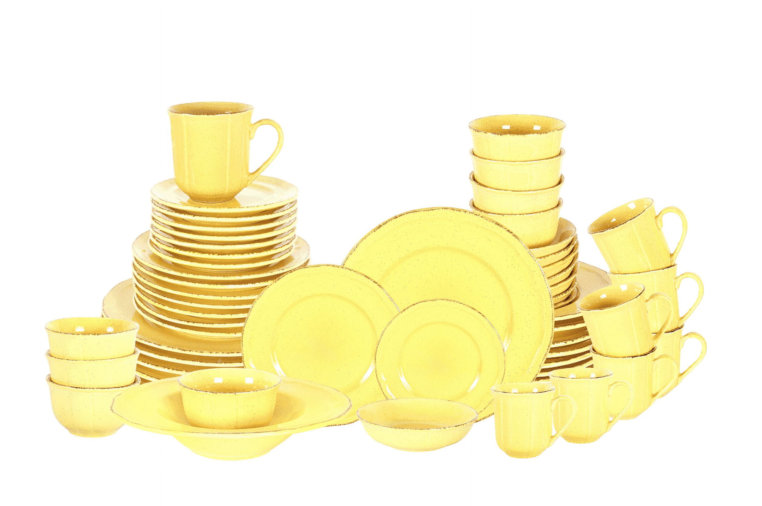 Homevss Stoneware Dinnerware Sets French Countryside Yellow 56-Pieces ...