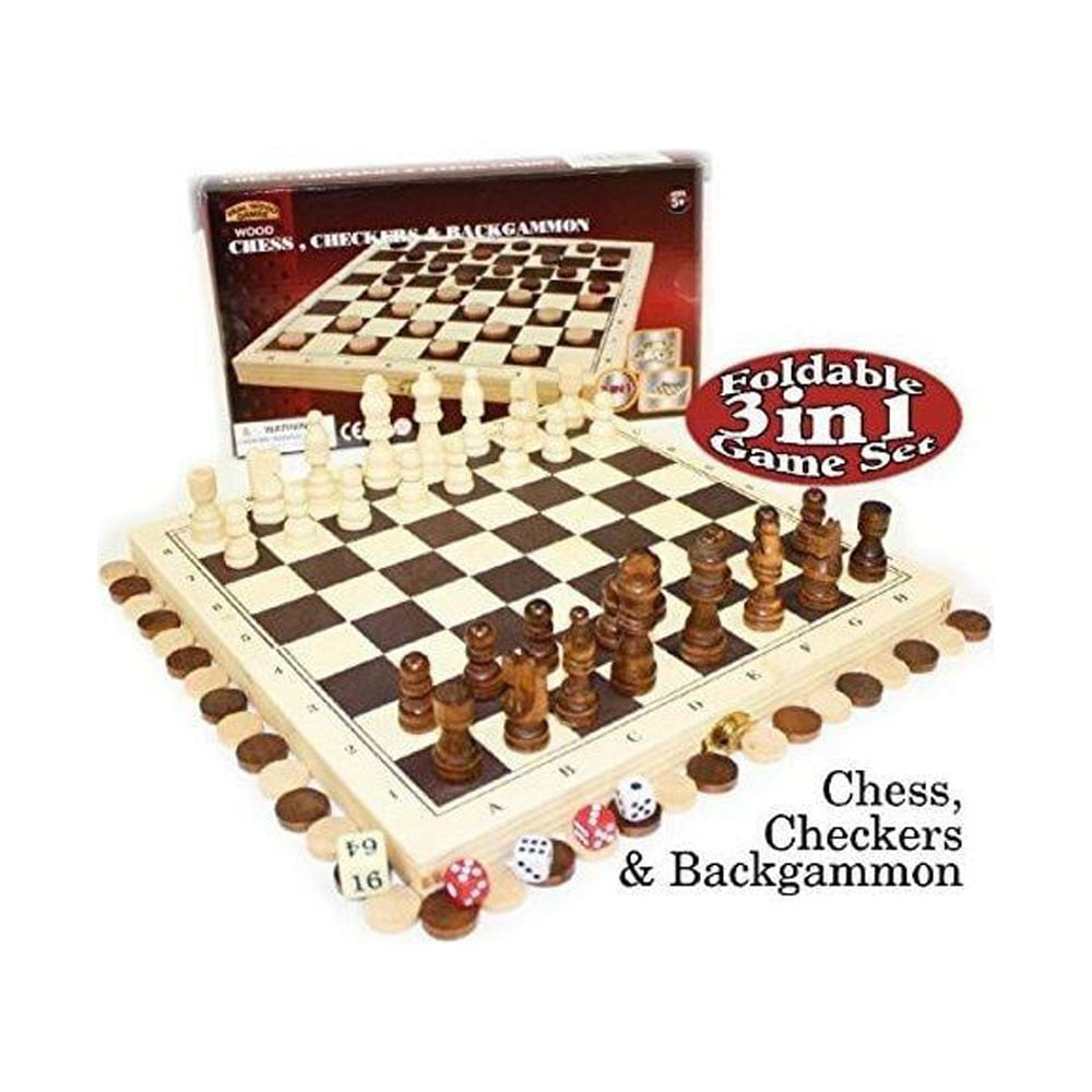 Homeware FBA_1544 Foldable 3 in 1 Wood Game Set - Walmart.com