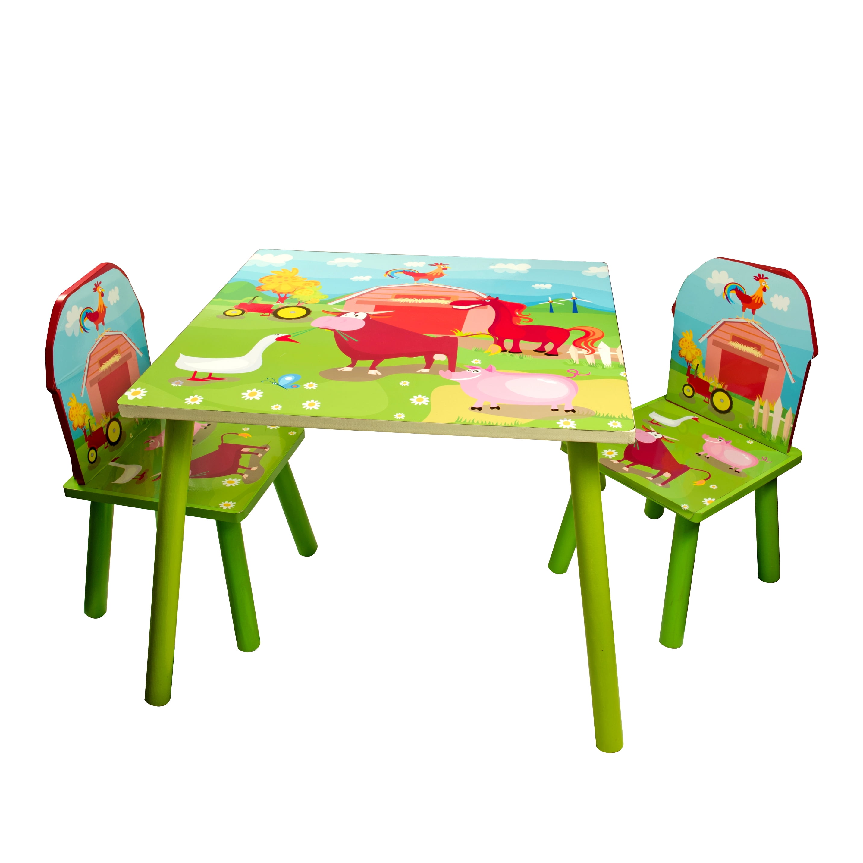 Homeware Kids Wooden Farm Table & 2 Chairs Set - Recommended For Ages 1 ...