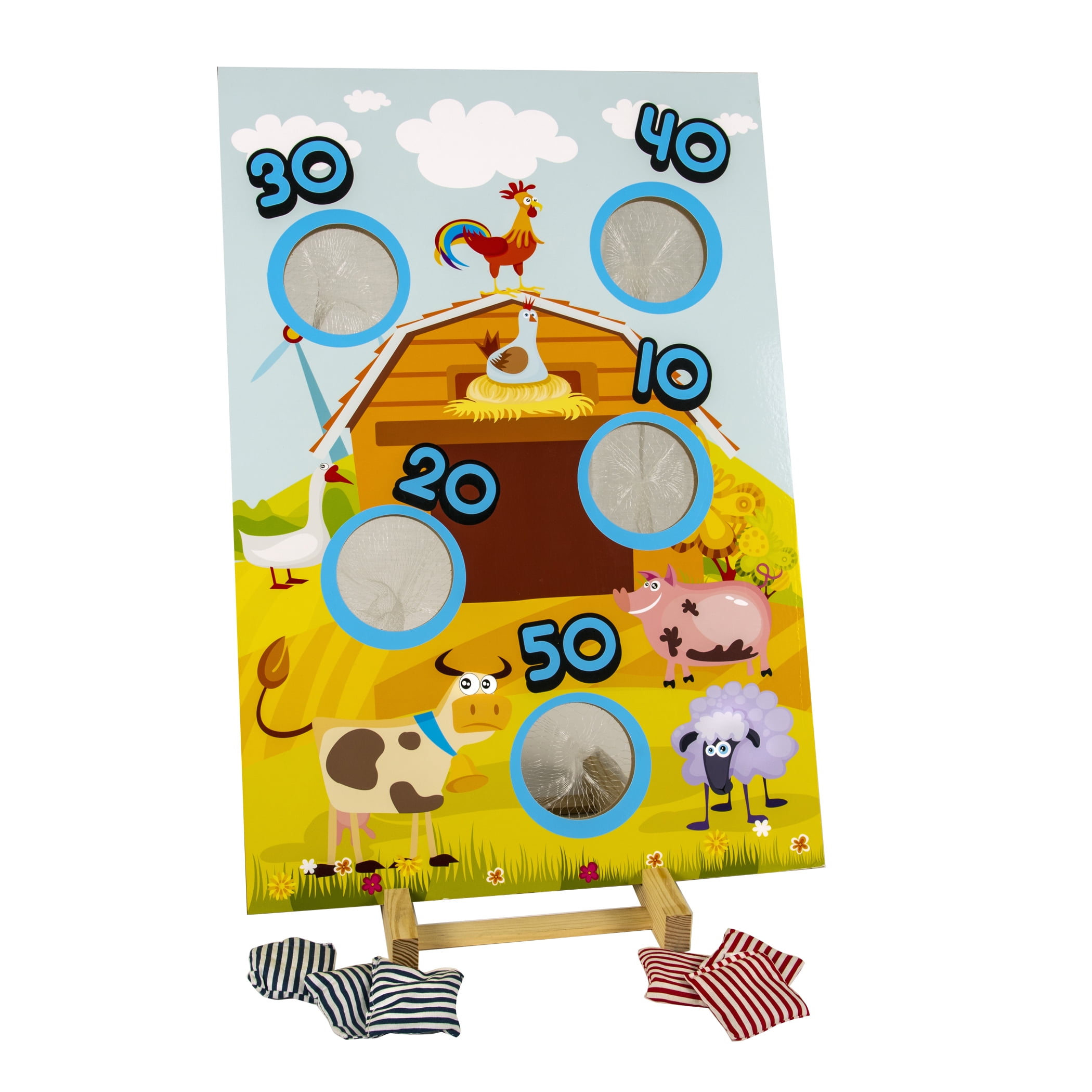 Homeware Wood Farm Themed Bean Bag Toss Game Set for Ages 5 and Up ...