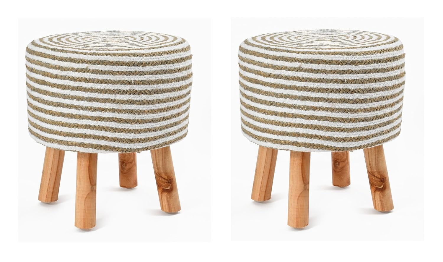 HomewayTex Twin Jute Braided Stool for Living Room Sitting Foam ...