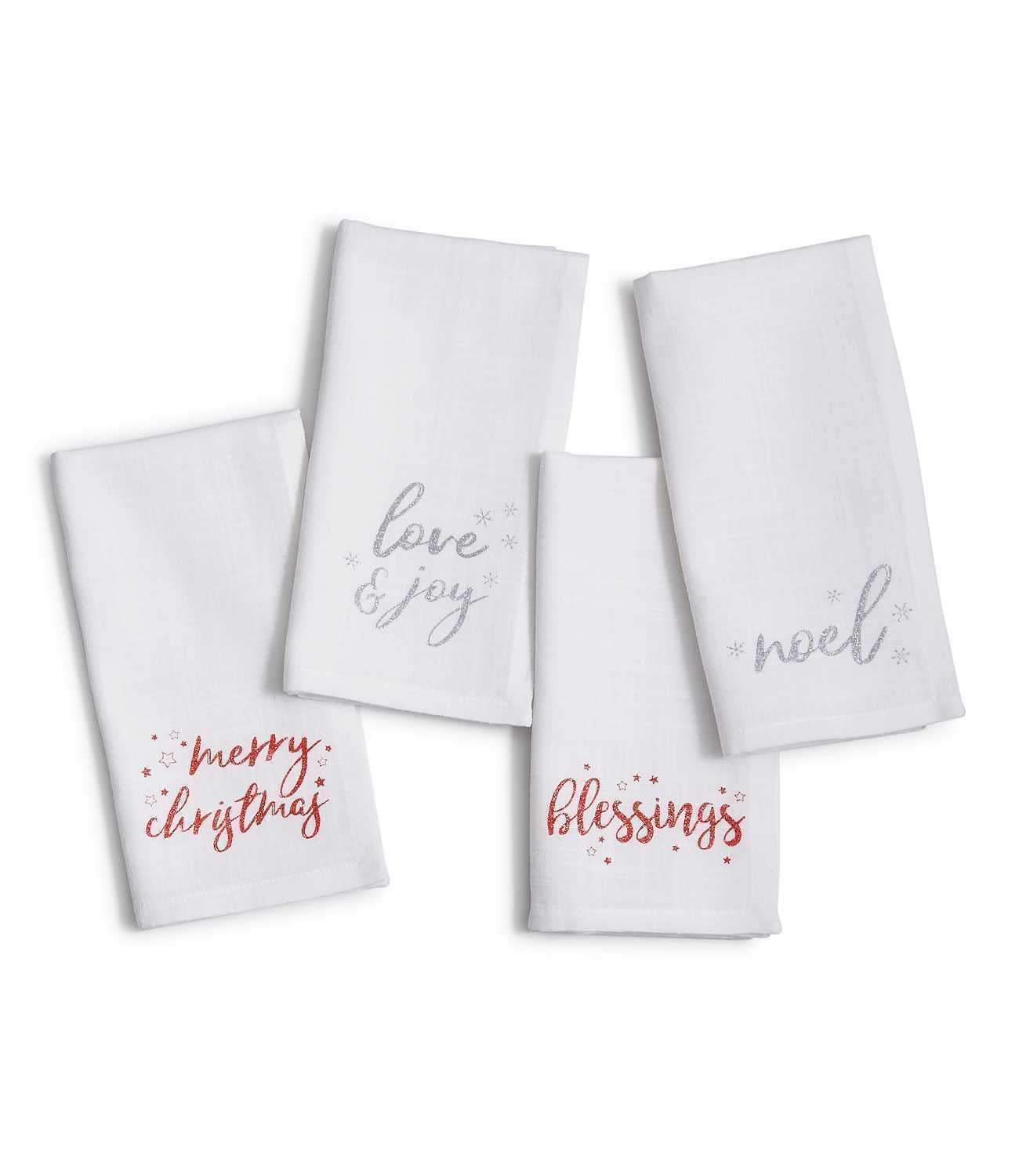 Homewear Holiday Metallic Words Napkin Set of 4 - Walmart.com