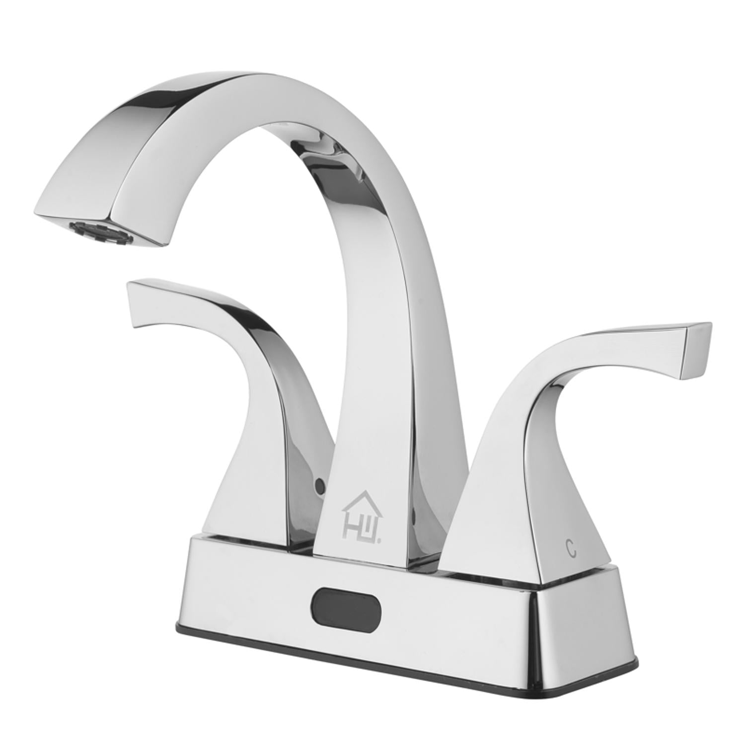 Homewerks Chrome Motion Sensing Centerset Bathroom Sink Faucet 4 in ...