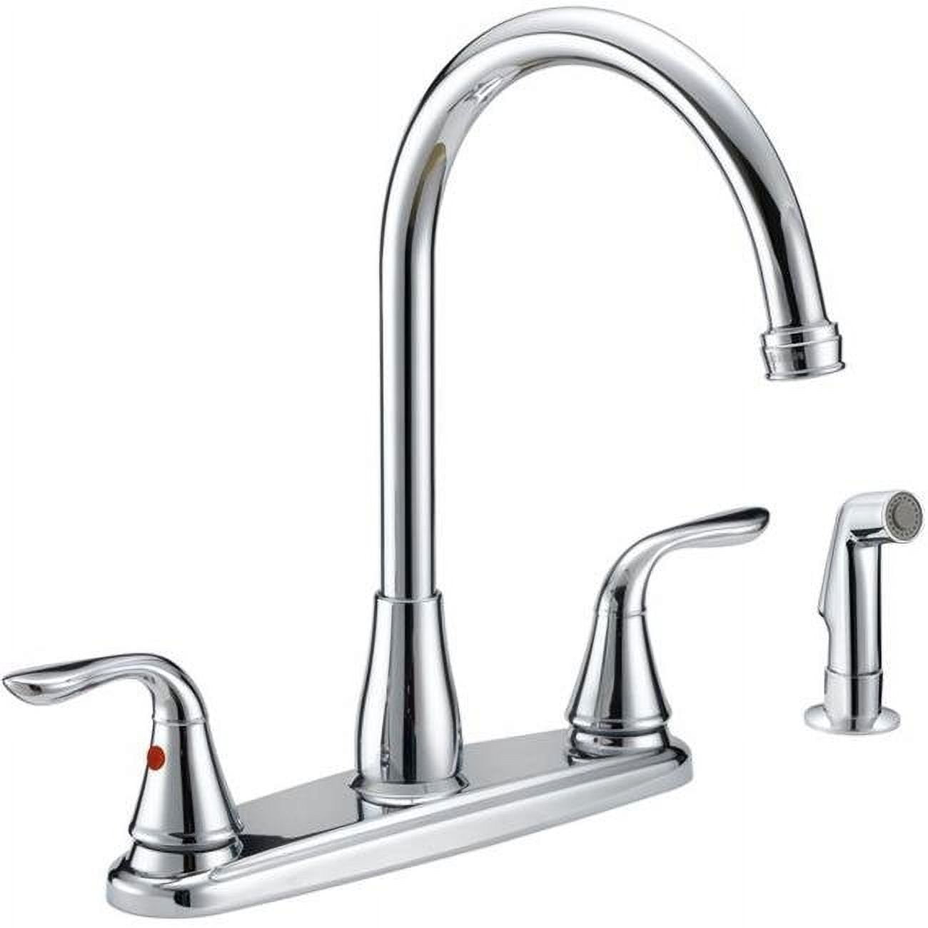 Homewerks Chrome Kitchen Faucet, Double Handle with Lever, High Arc ...