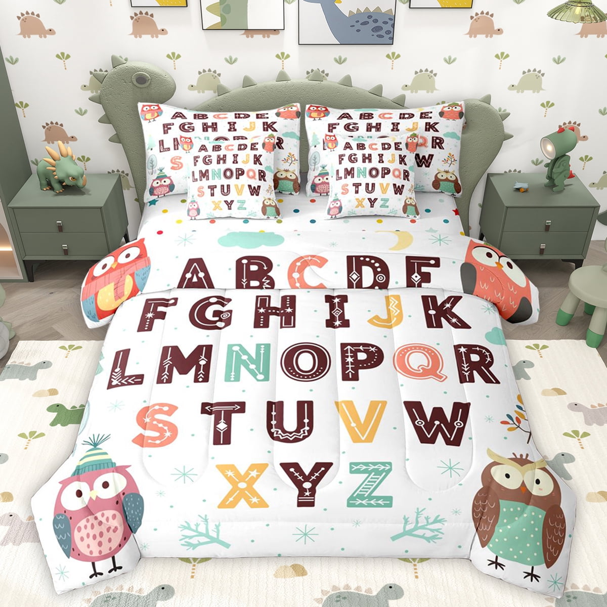 Homewish 26 Letters Alphabet 7-Piece Twin Bedding Sets,Cute Cartoon ...