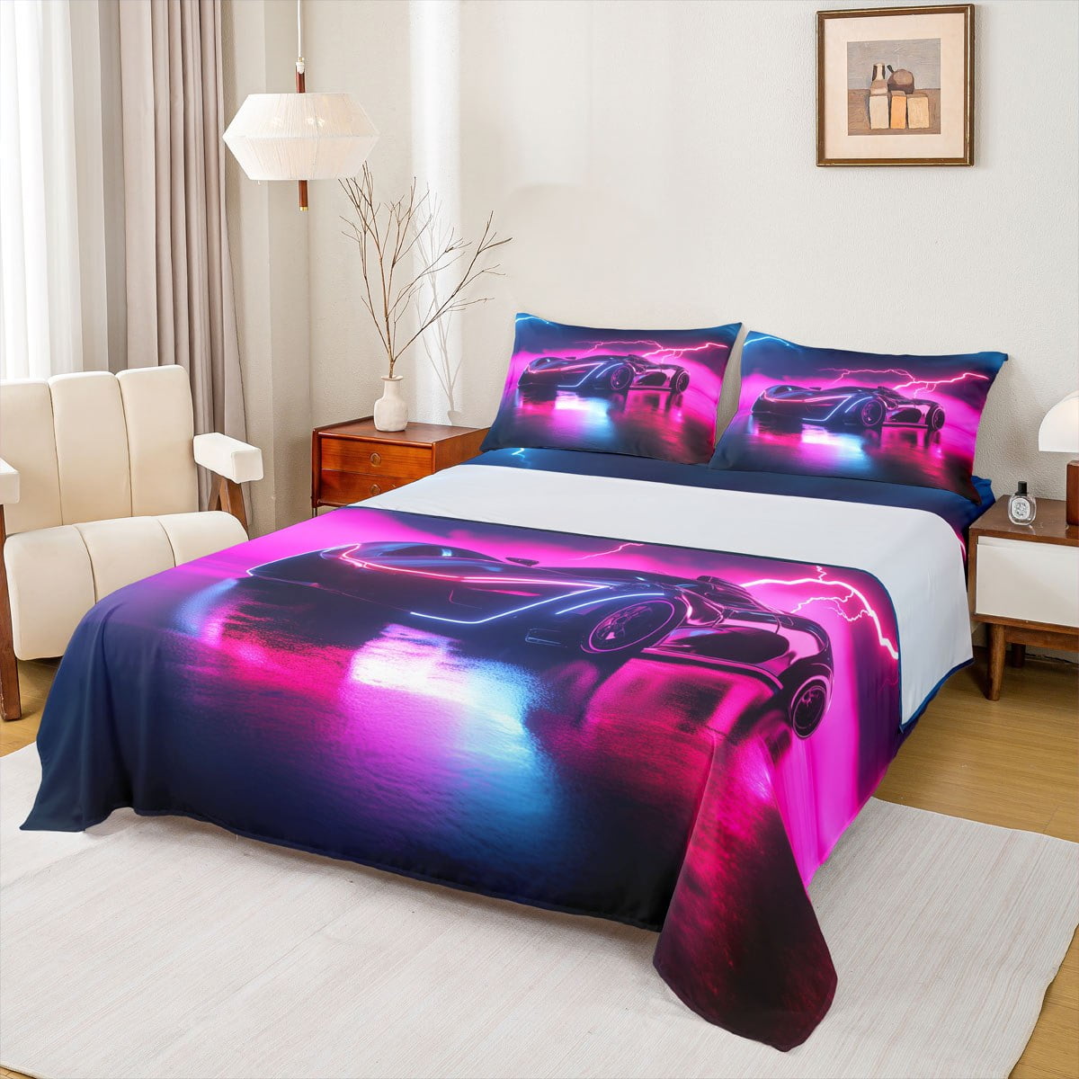 Homewish 3D Automobile Twin Sheet Sets for Boys, Futuristic Racing Car ...