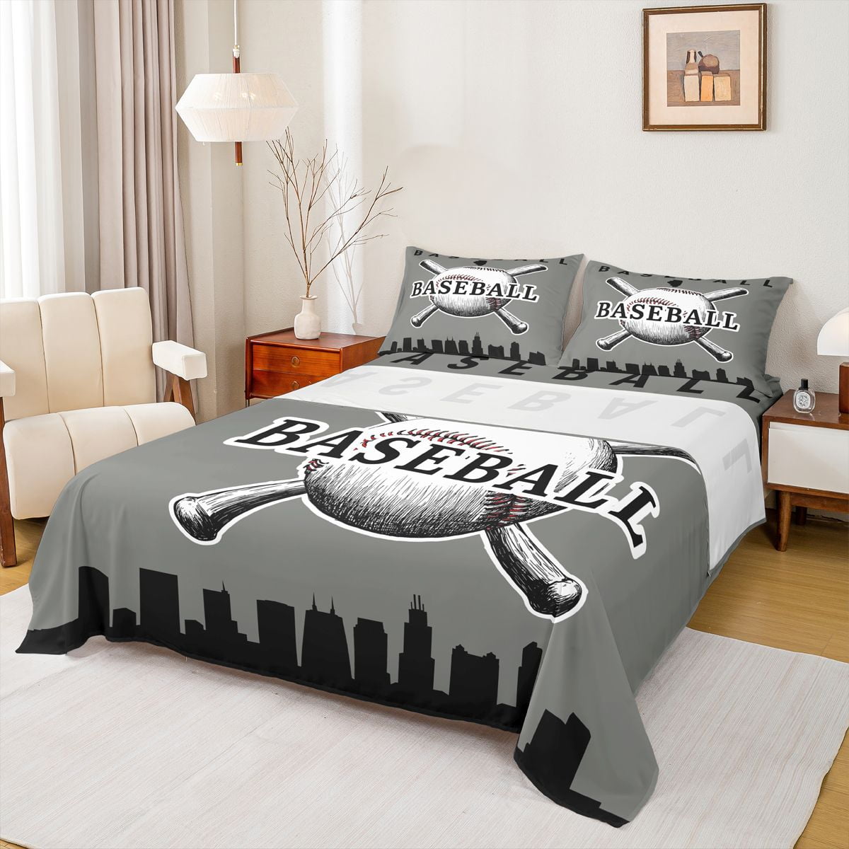 Homewish 3D Baseball Kids Twin Sheet Sets, Cartoon Ball Game Player ...