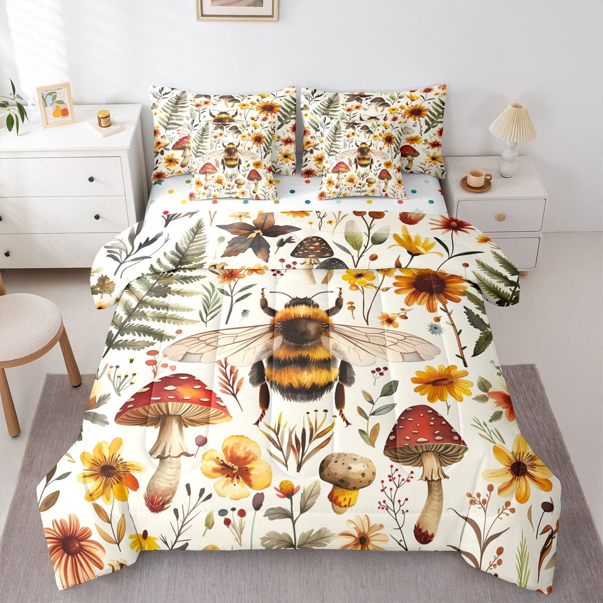 Homewish 3D Bee Animal Bedding Comforter Set 7pcs for Teens, Jungle ...