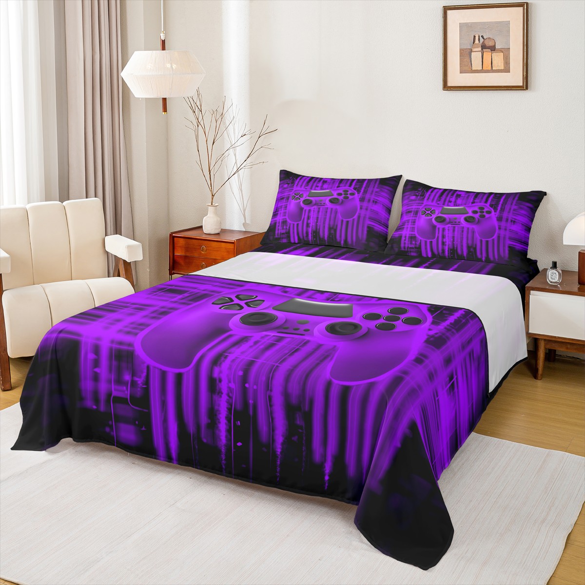 Homewish 3D Gamepad Lover Full Size Sheets for Kids, Mystic Purple ...
