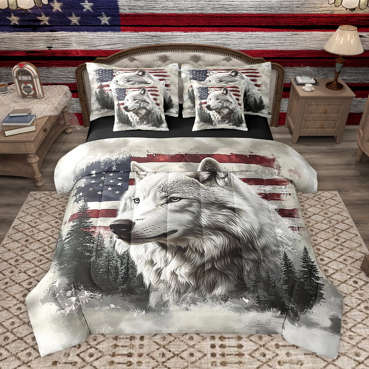 Homewish 3D Jungle Wolf Bedding Comforter Set 7pcs, Hunting Woodland ...