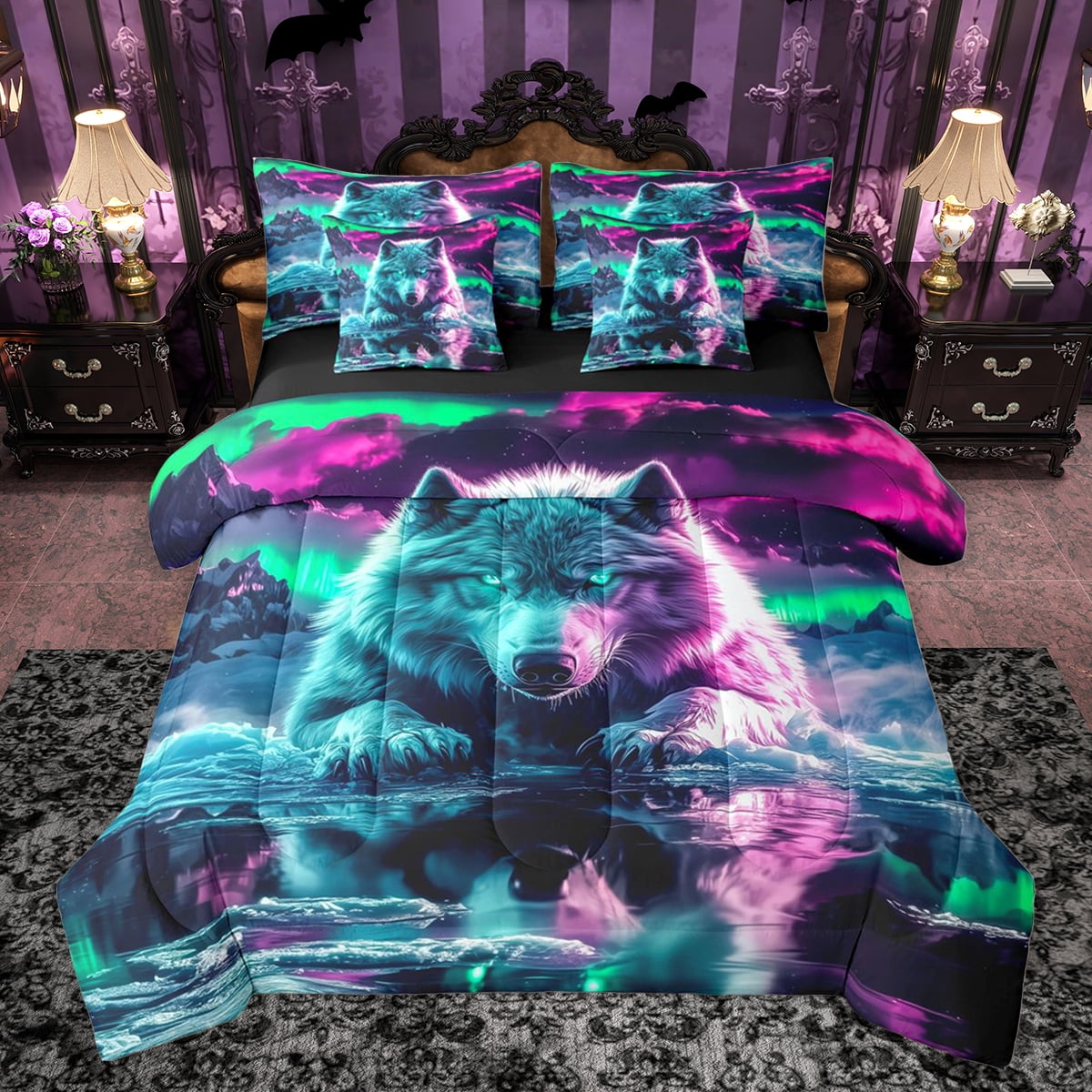 Homewish 3D Magic Wolf Bedding Comforter Set 7pcs for Kid, Mystic ...