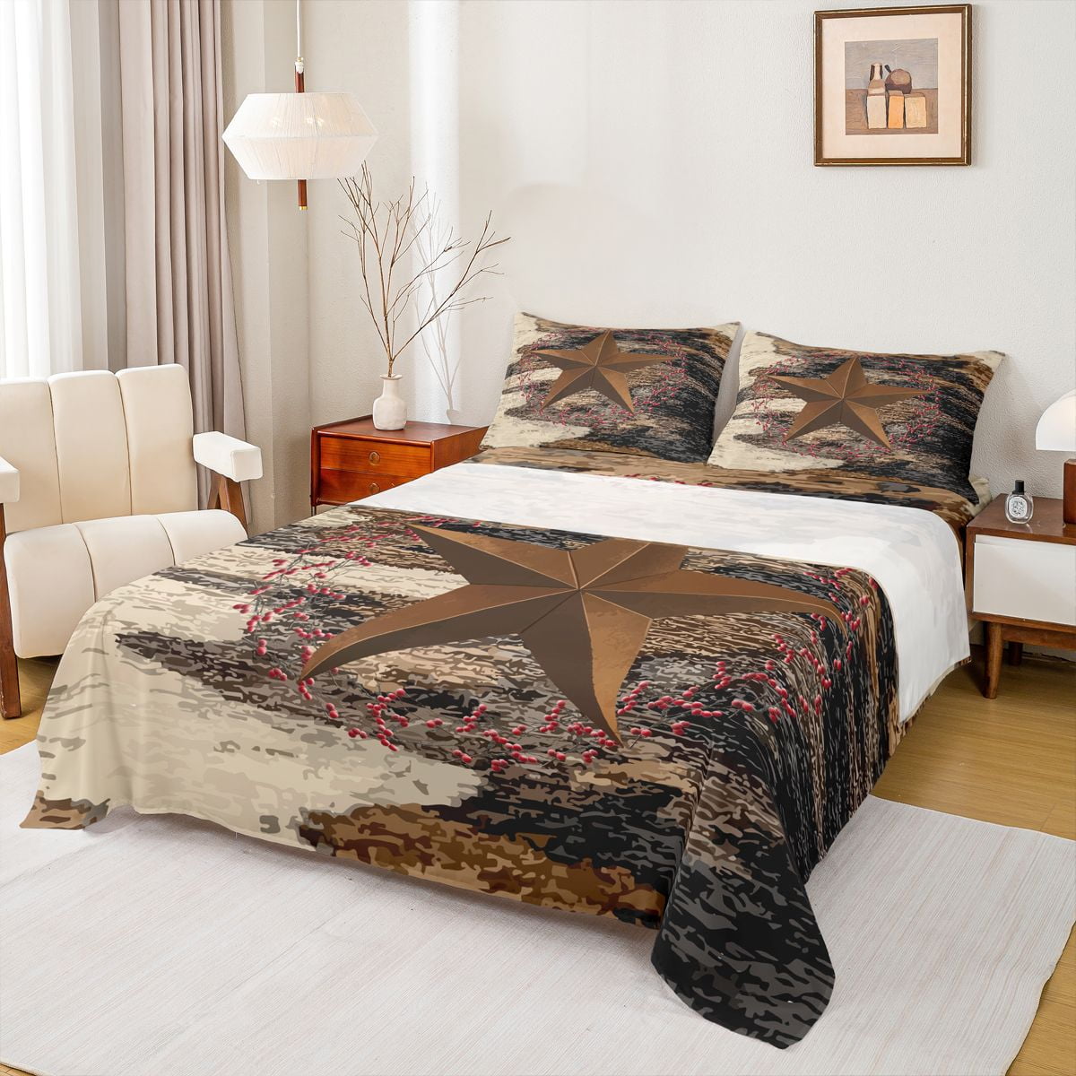 Homewish 3D Texas Stars Bed Sheets,Western Rustic Farmhouse King Sheets ...