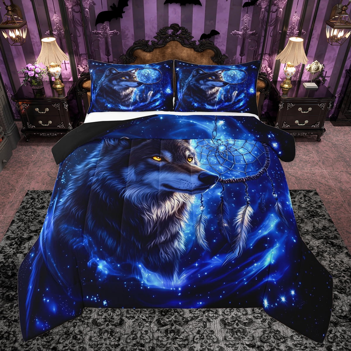 Homewish 3D Western Wolf Bedding Comforter Set for Boy, Dream Catcher ...