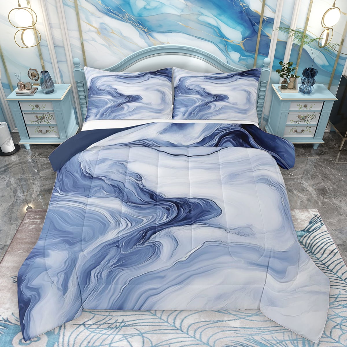 Homewish Abstract Art Fluid Bedding Comforter Set,Marble Texture Twin ...