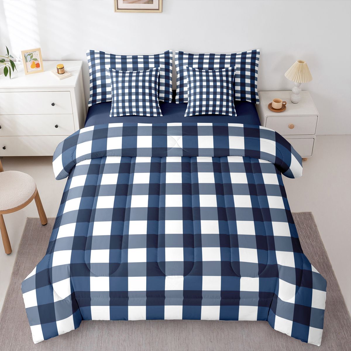 Homewish Abstract Buffalo Bedding Comforter Set 7-Piece for Female Men ...