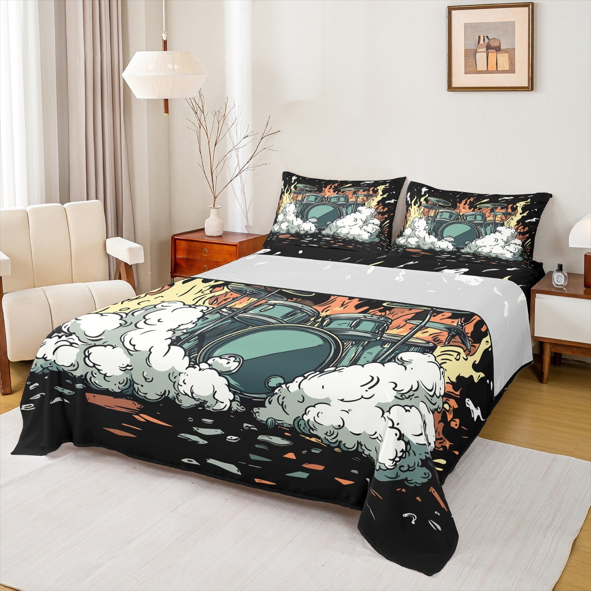 Homewish Abstract Drum Set 4-Piece Full Size Sheets For Teens Boys ...