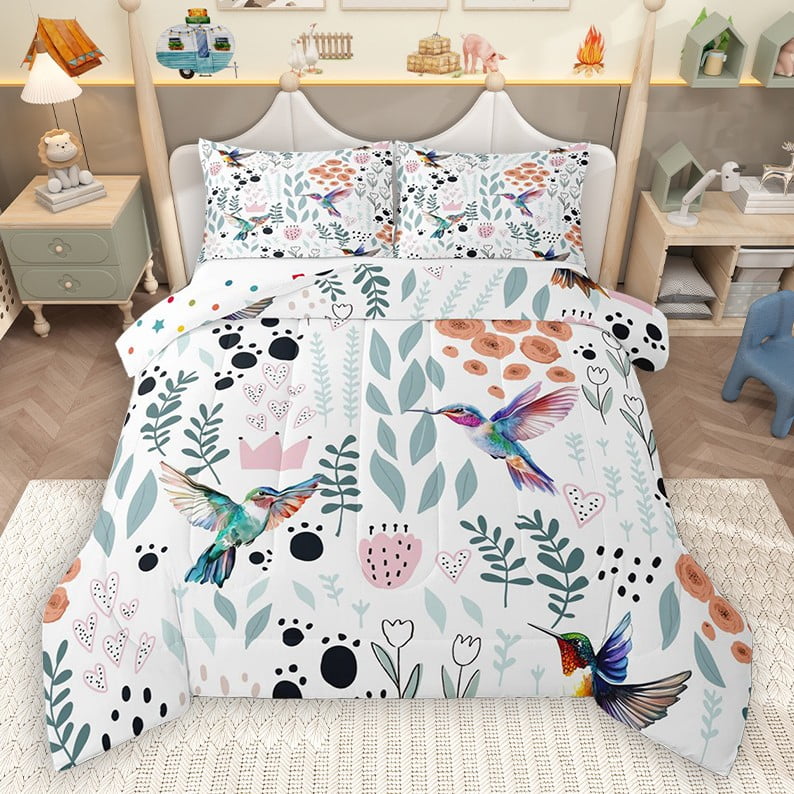 Homewish Abstract Gradient Hummingbird 3-Piece Full Size Comforter Sets ...