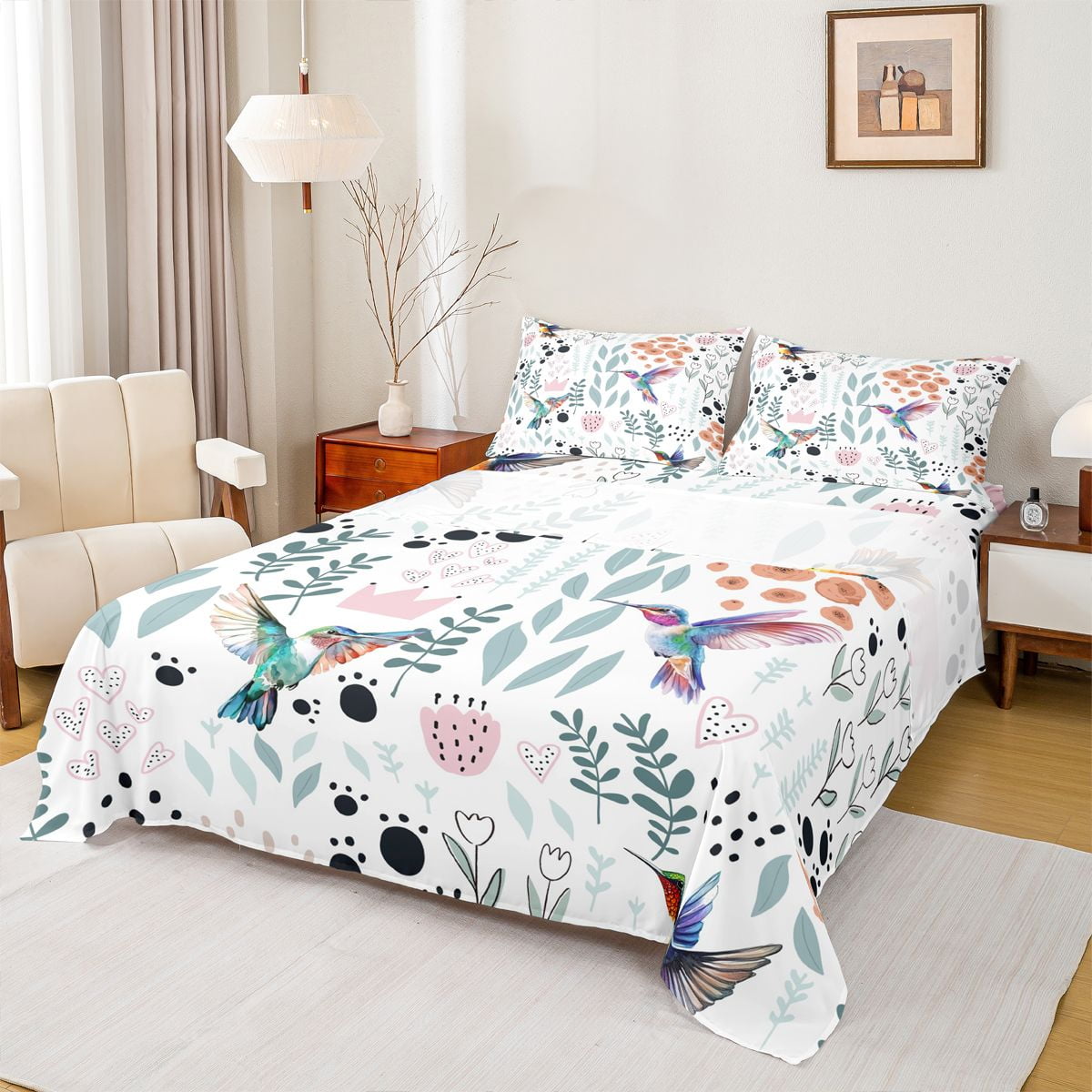 Homewish Abstract Gradient Hummingbird 3pcs Twin Sheet Sets for Teens ...