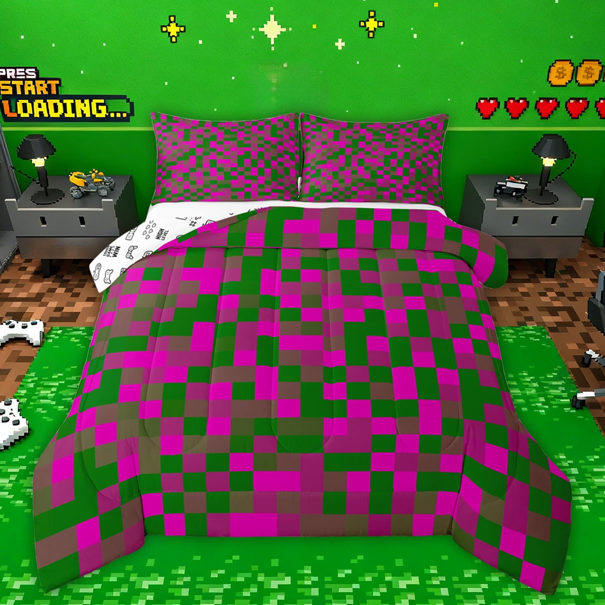 Homewish Abstract Pixel Geometric Bedding Comforter Set,Modern ...