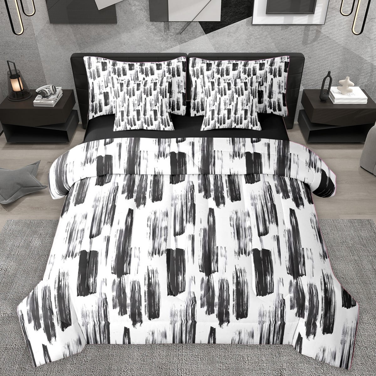 Homewish Abstract Stripes Lines Bedding Comforter Set 7pcs for Female ...