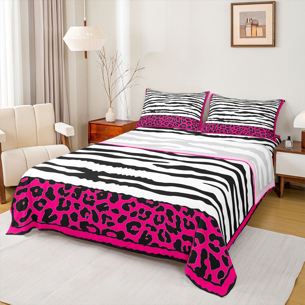 Homewish Abstract Zebra Pattern Queen Sheet Sets,Safari Leopard Print ...
